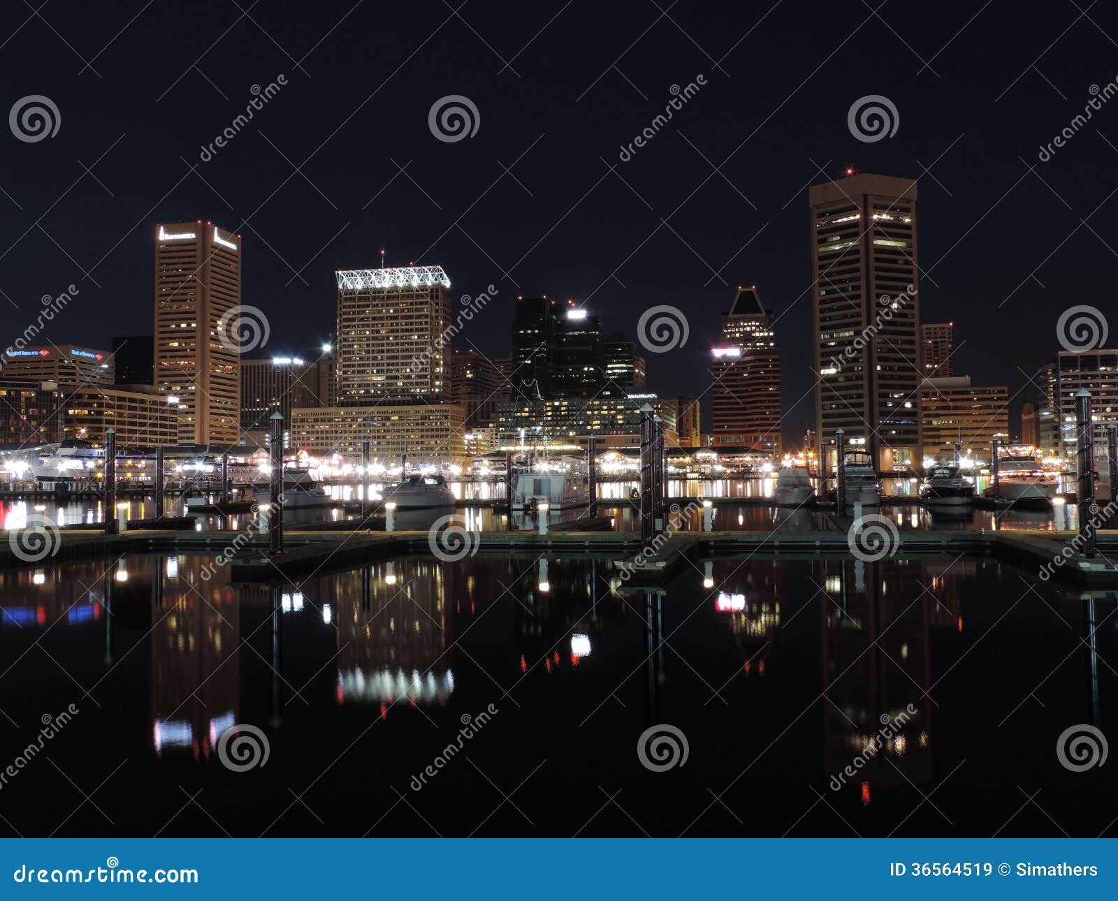 Downtown Baltimore Maryland Skyline at Night Editorial Stock Image ...