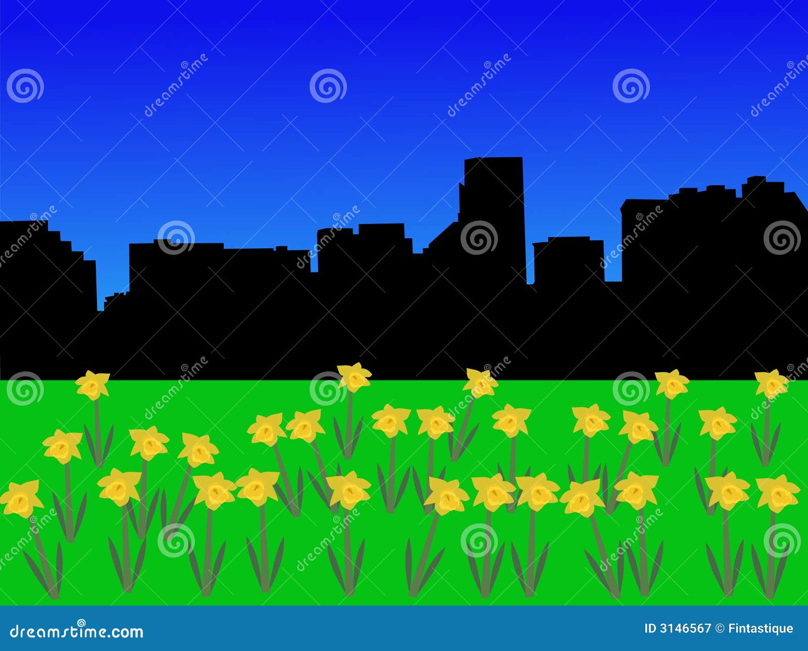 Baltimore Skyline in Spring Stock Vector - Illustration of plants ...