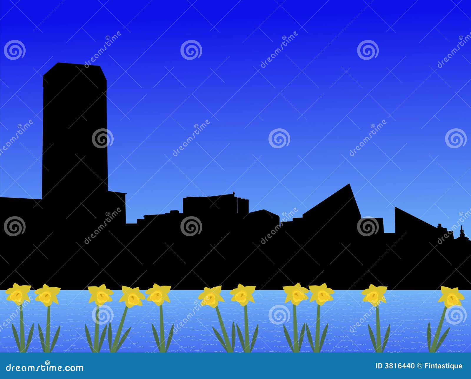 Baltimore Skyline in Spring Stock Vector - Illustration of architecture ...
