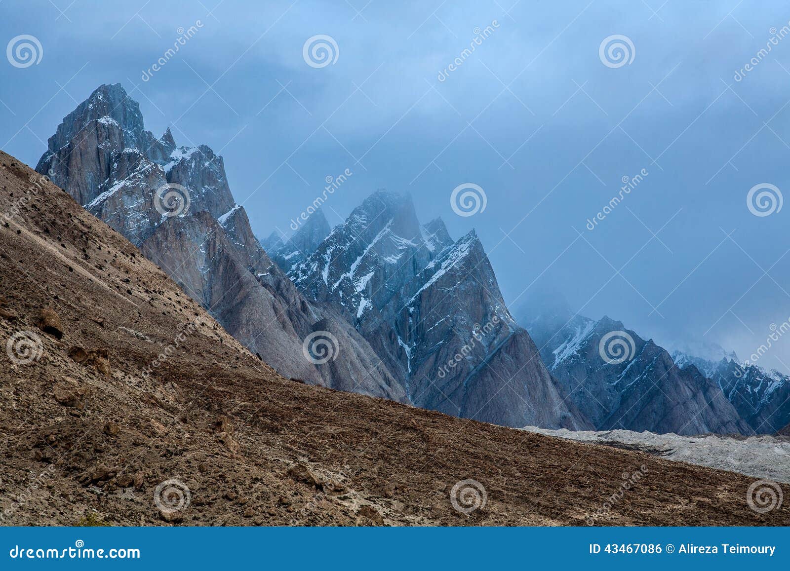 Baltoro Glacier and Trango Mountain Range Stock Photo - Image of ...
