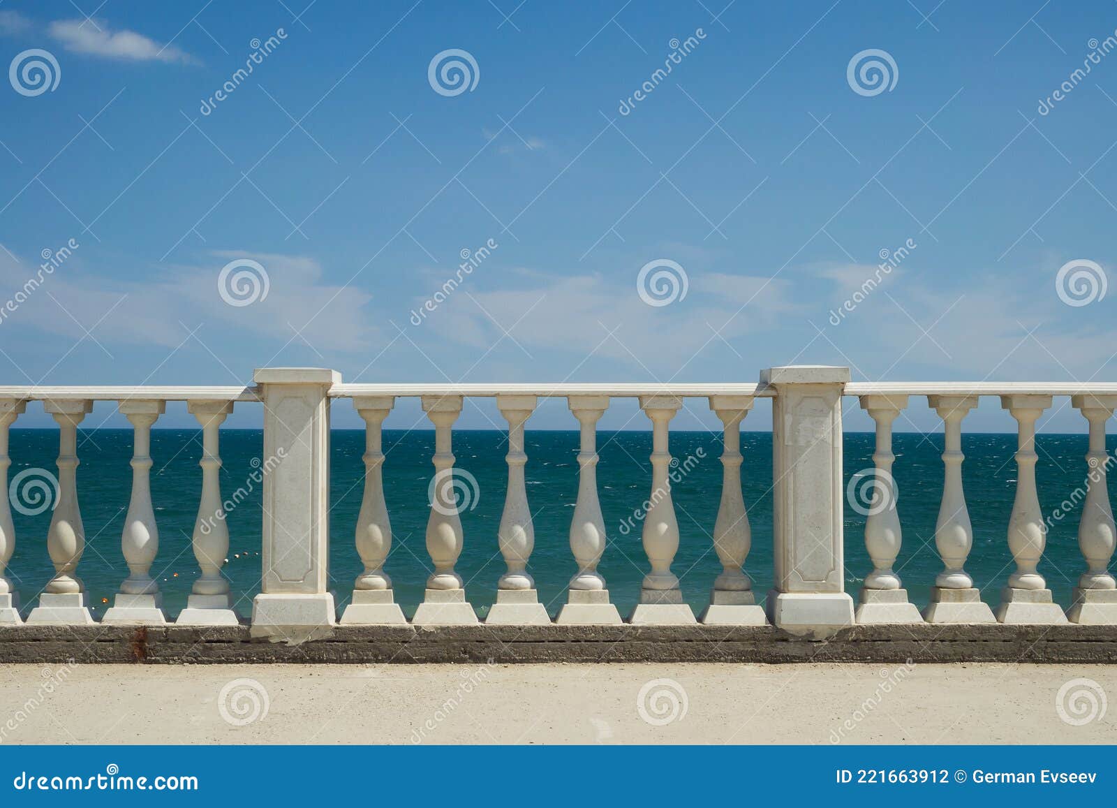 Balustrade on the Black Sea Embankment. Beach Front of the Sea Stock ...