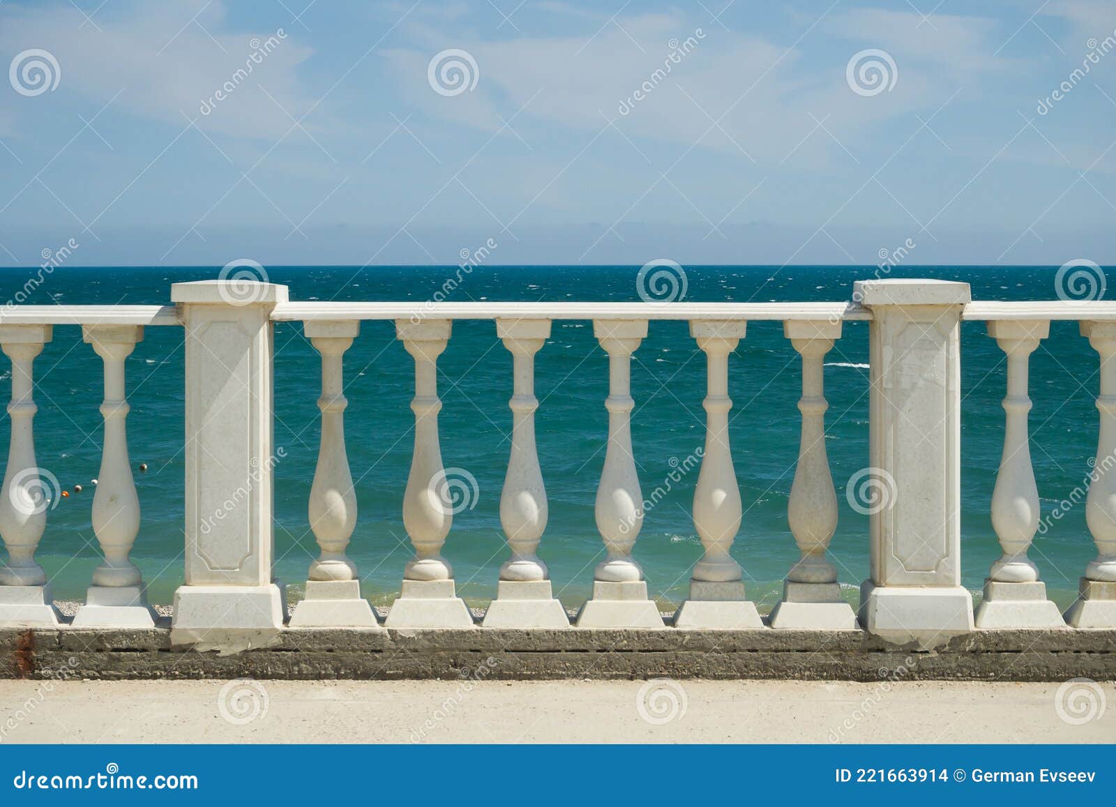 Balustrade on the Black Sea Embankment. Beach Front of the Sea Stock ...