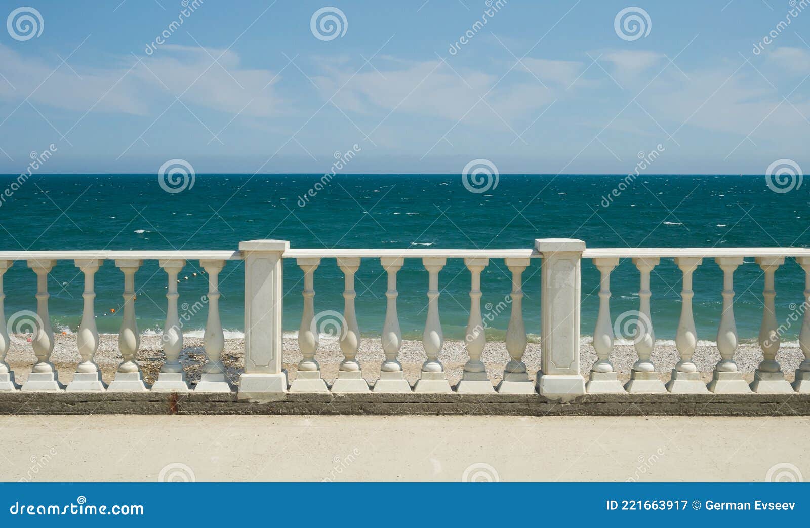Balustrade on the Black Sea Embankment. Beach Front of the Sea Stock ...
