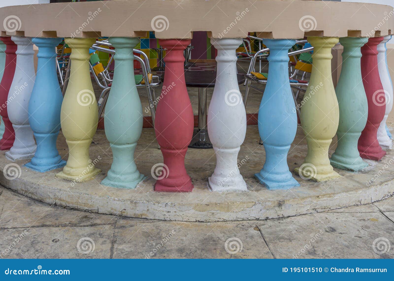 Balustrade with Colourful Columns Stock Photo - Image of carve ...