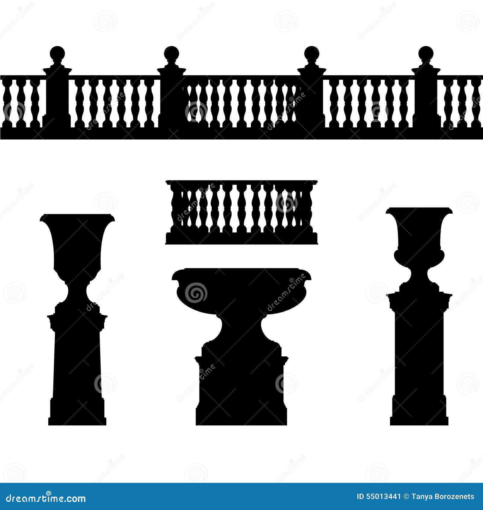 Balustrade Elements and Vase Stock Vector - Illustration of landmark ...