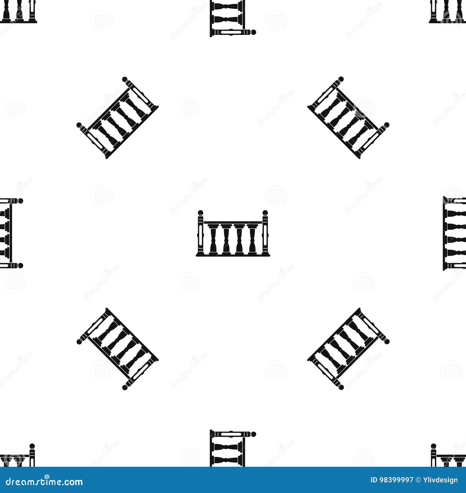 Balustrade Pattern Seamless Black Stock Vector - Illustration of frame ...