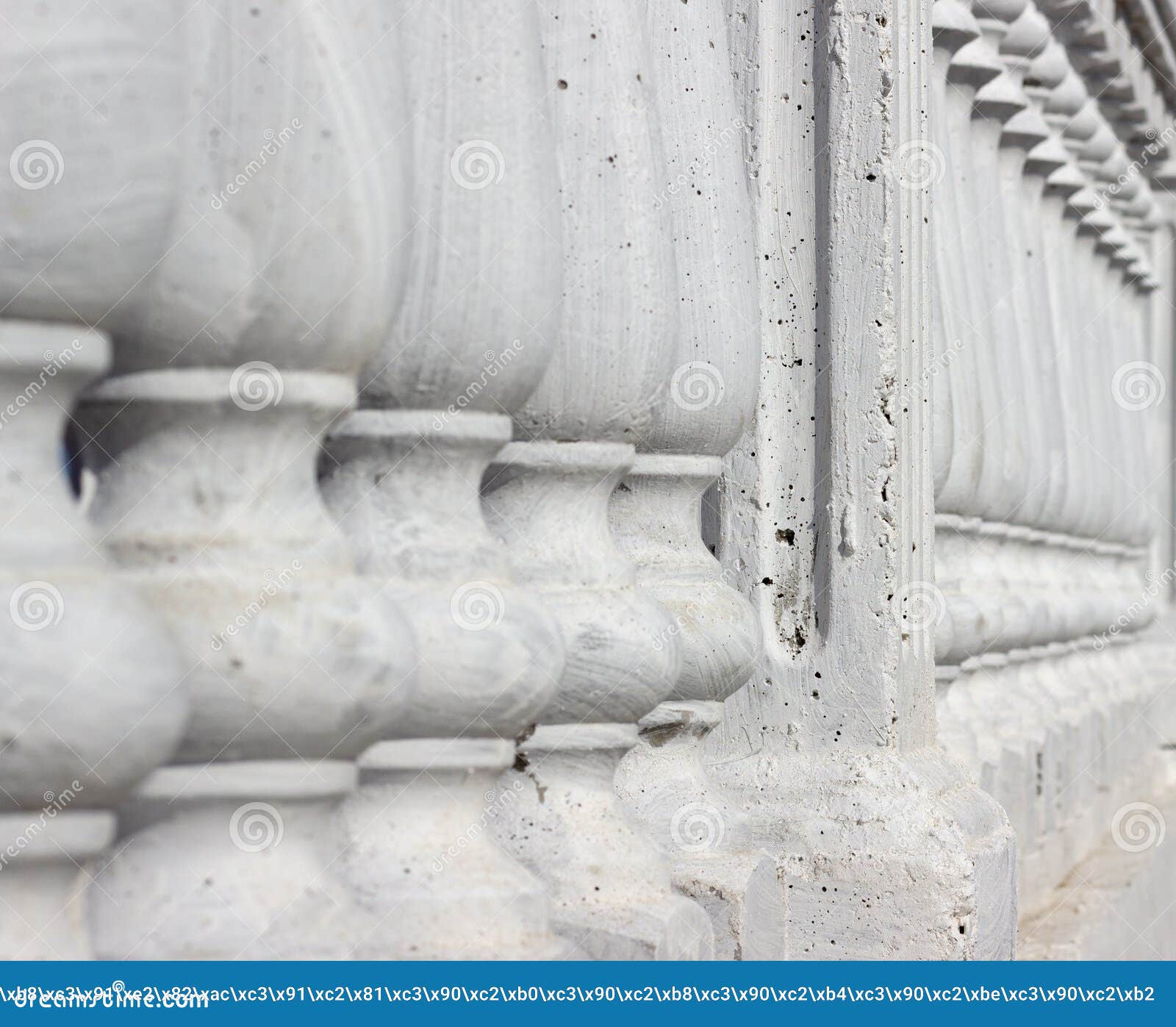Balustrade Pillars, Close Up Photo. White Pillars in a Row. Grey Posts ...