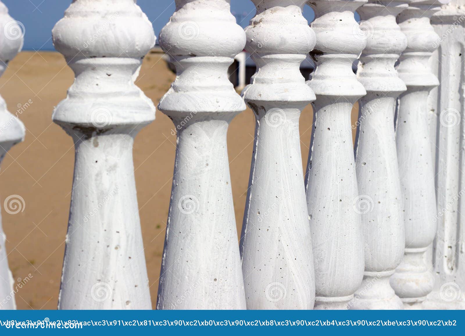 Balustrade Pillars, Close Up Photo. White Pillars in a Row. Grey Posts ...