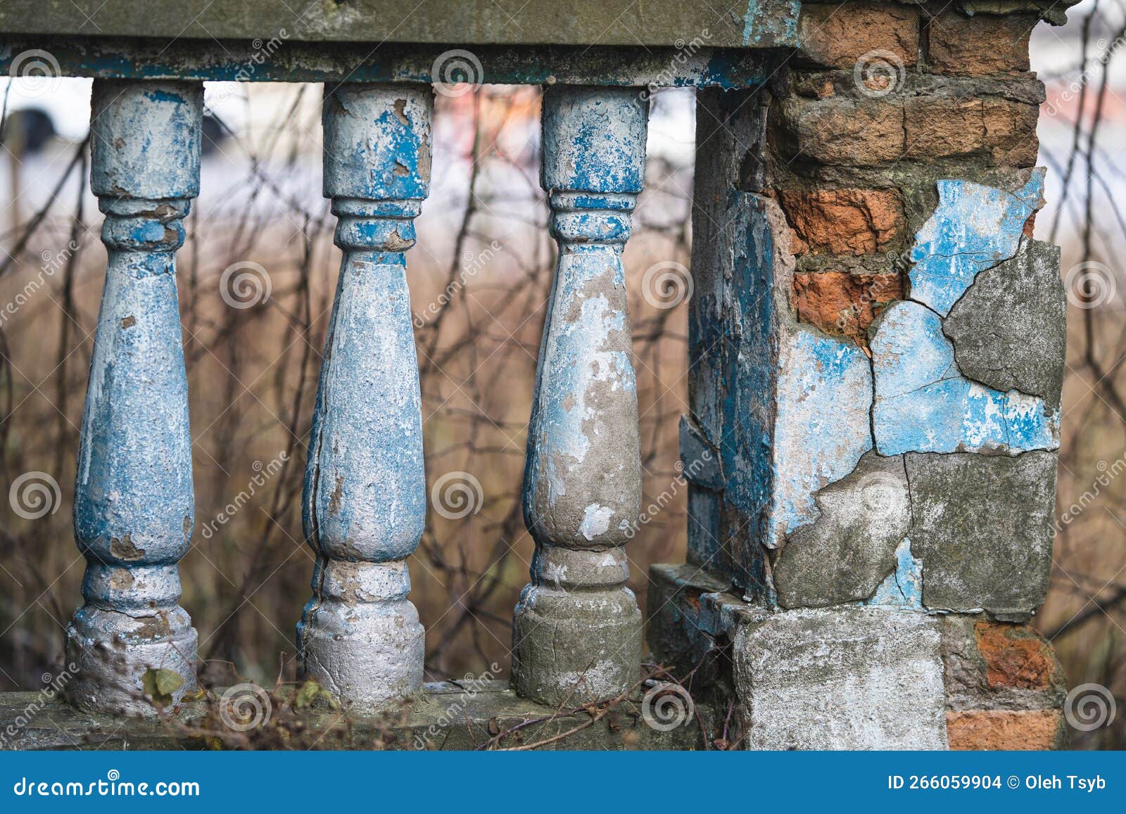 A Balustrade on the Railing of an Old Cracked Staircase Stock Photo ...