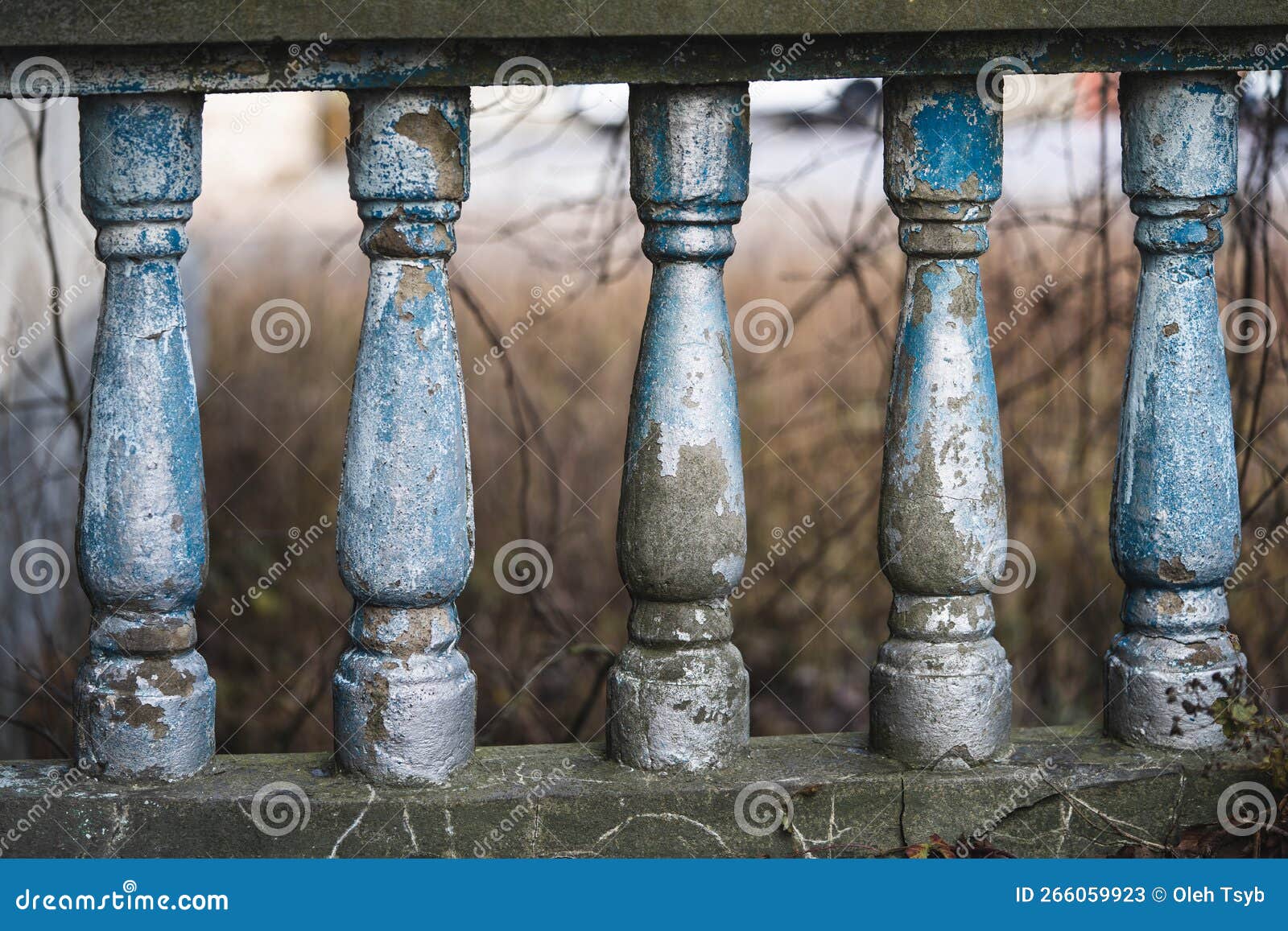A Balustrade on the Railing of an Old Cracked Staircase Stock Image ...
