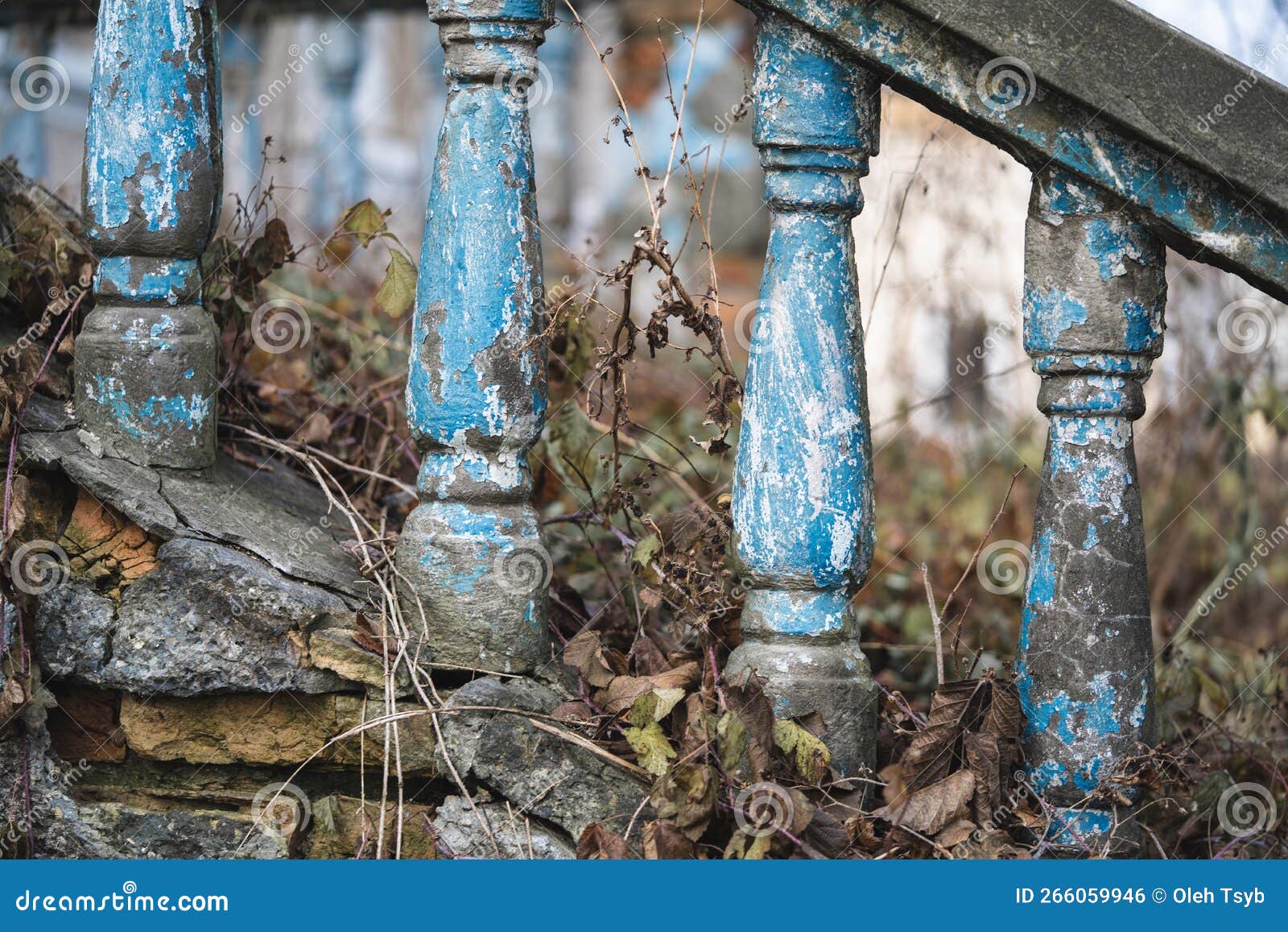 A Balustrade on the Railing of an Old Cracked Staircase Stock Photo ...