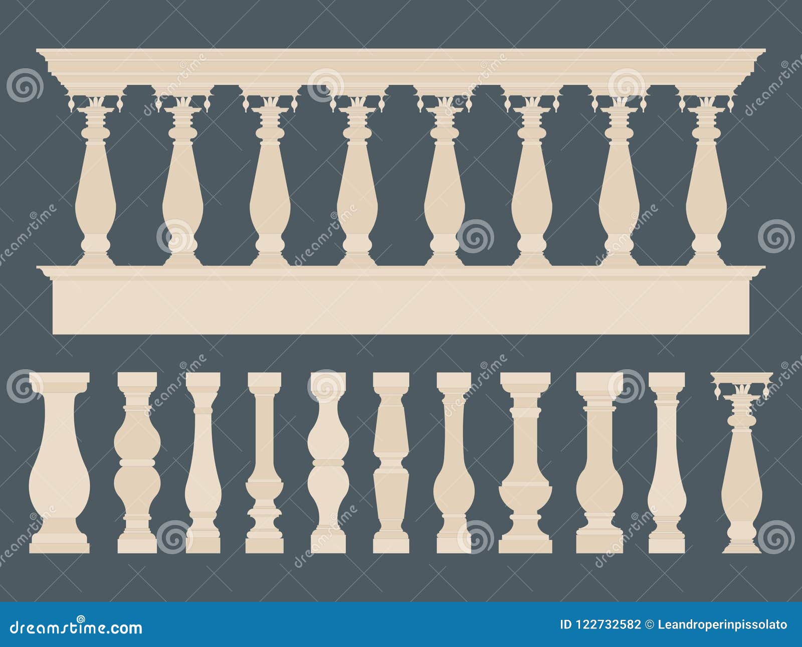 Balustrade simple colored stock vector. Illustration of edification ...