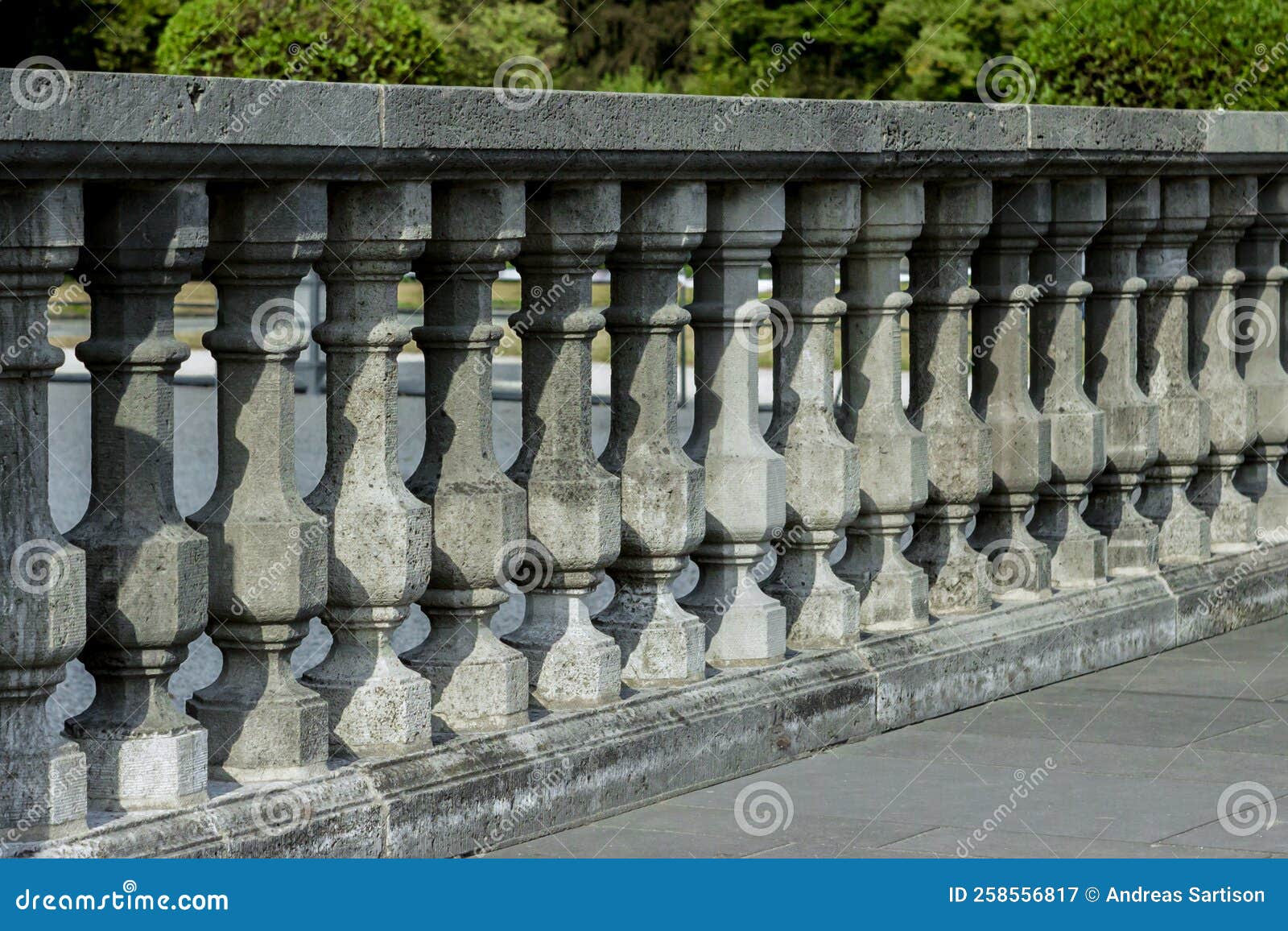 Balustrade of Stone Columns Lit by the Sun.Balustrade of Stone. Stock ...