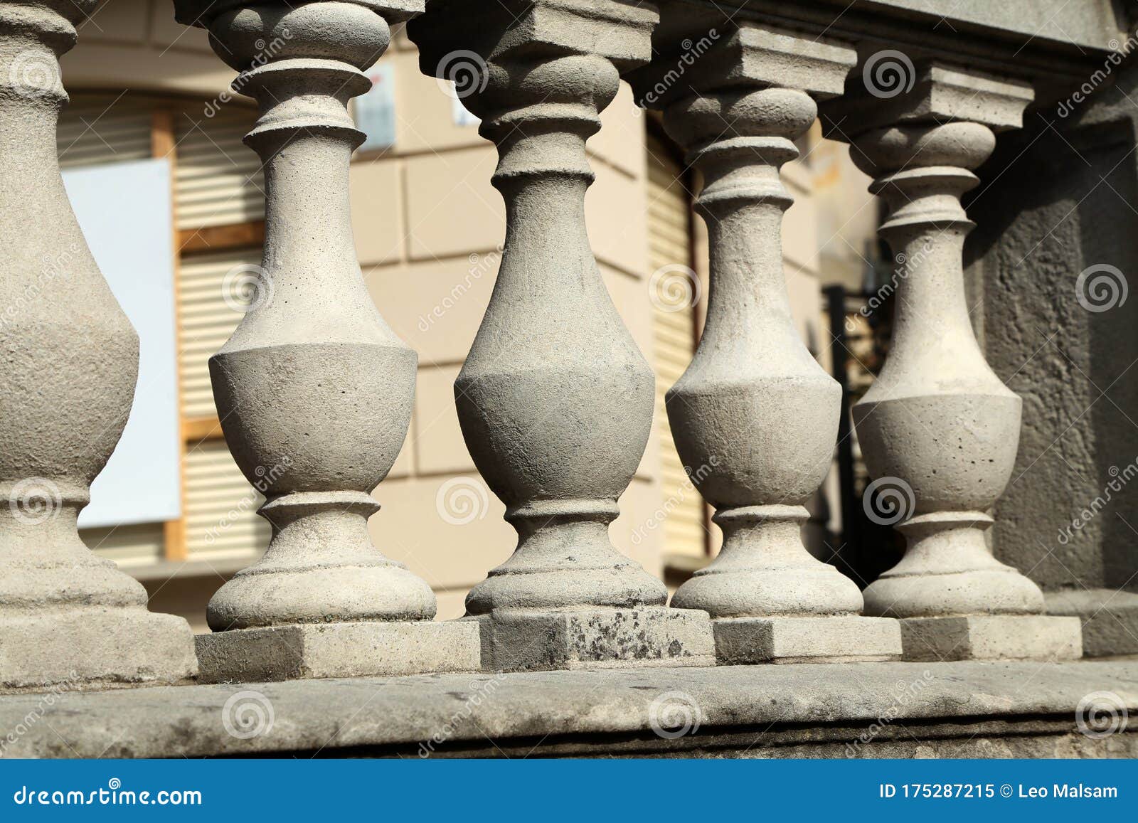 Balustrade of Stone Columns Lit by the Sun Stock Image - Image of ...