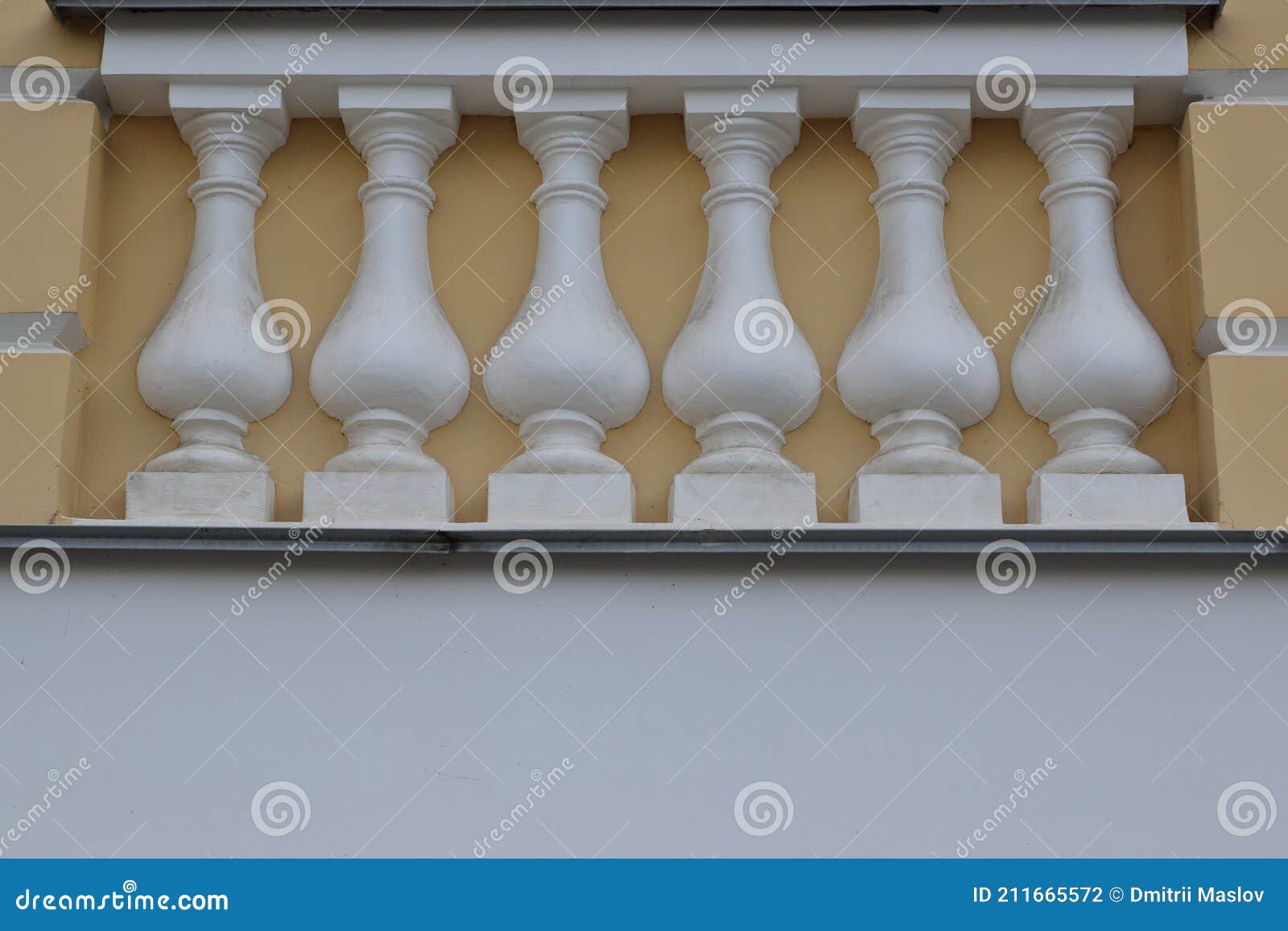 Balustrade on the Wall of an Old Building Stock Photo - Image of wall ...