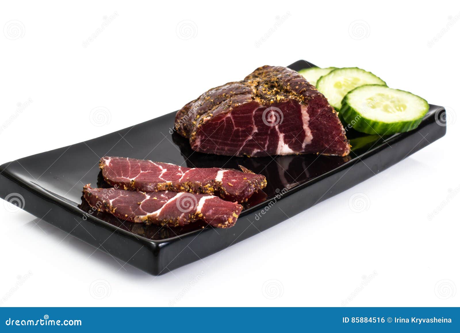 Balyk Beef Isolated on White Stock Photo - Image of meal, isolated ...