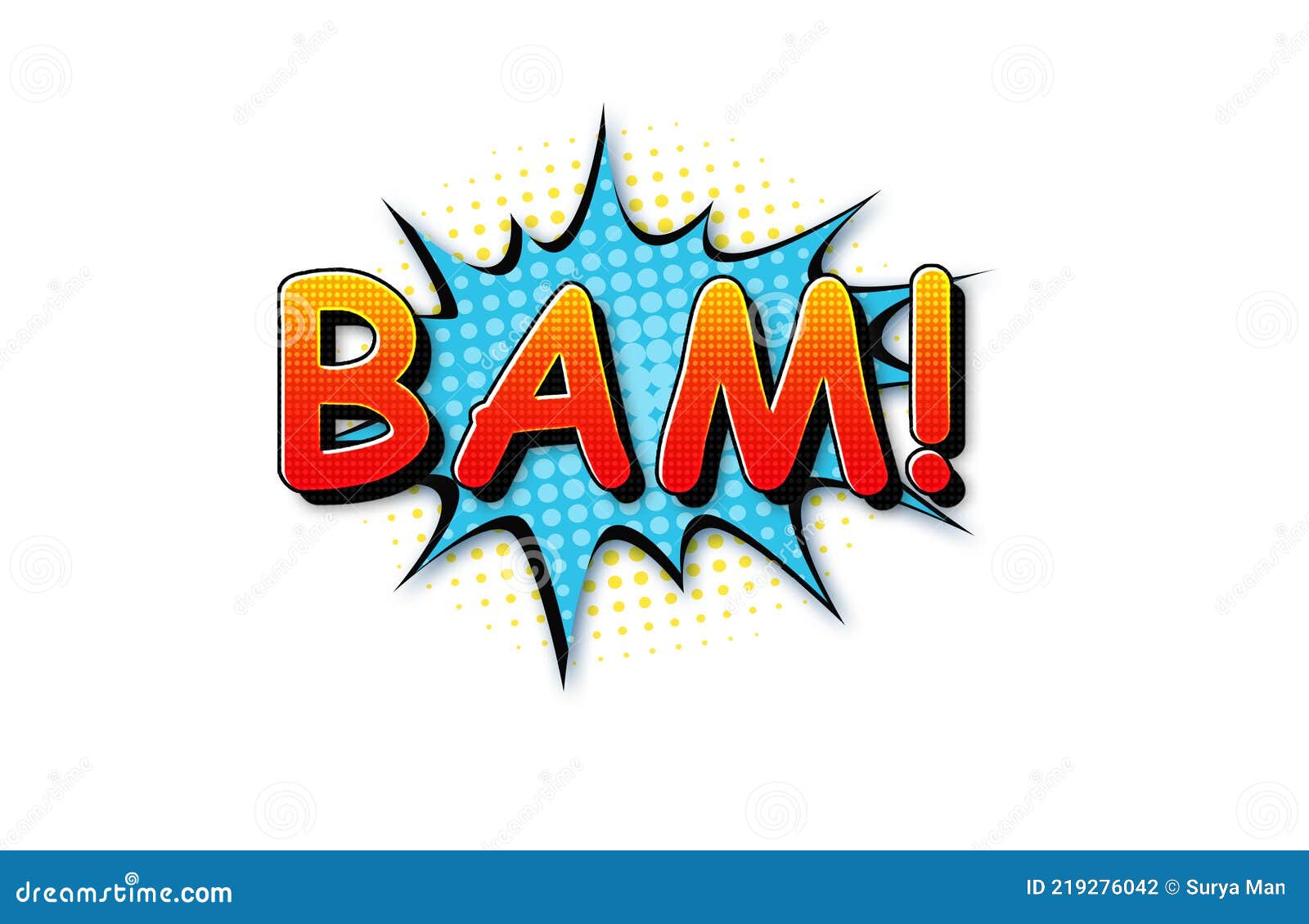 BAM Comic Speech 3d Text Style Effect Mockup on White Background Stock ...