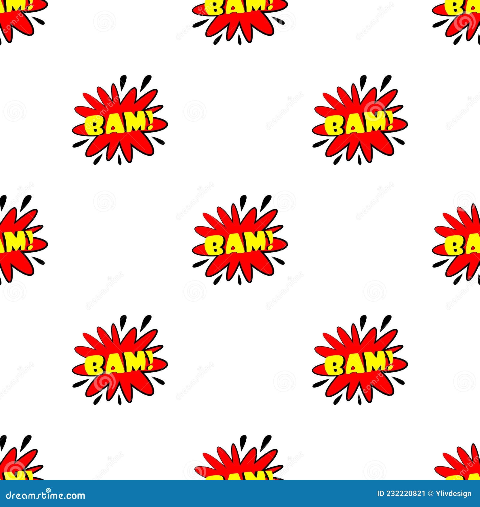 Bam Explosion Sound Effect Pattern Seamless Vector Stock Vector ...