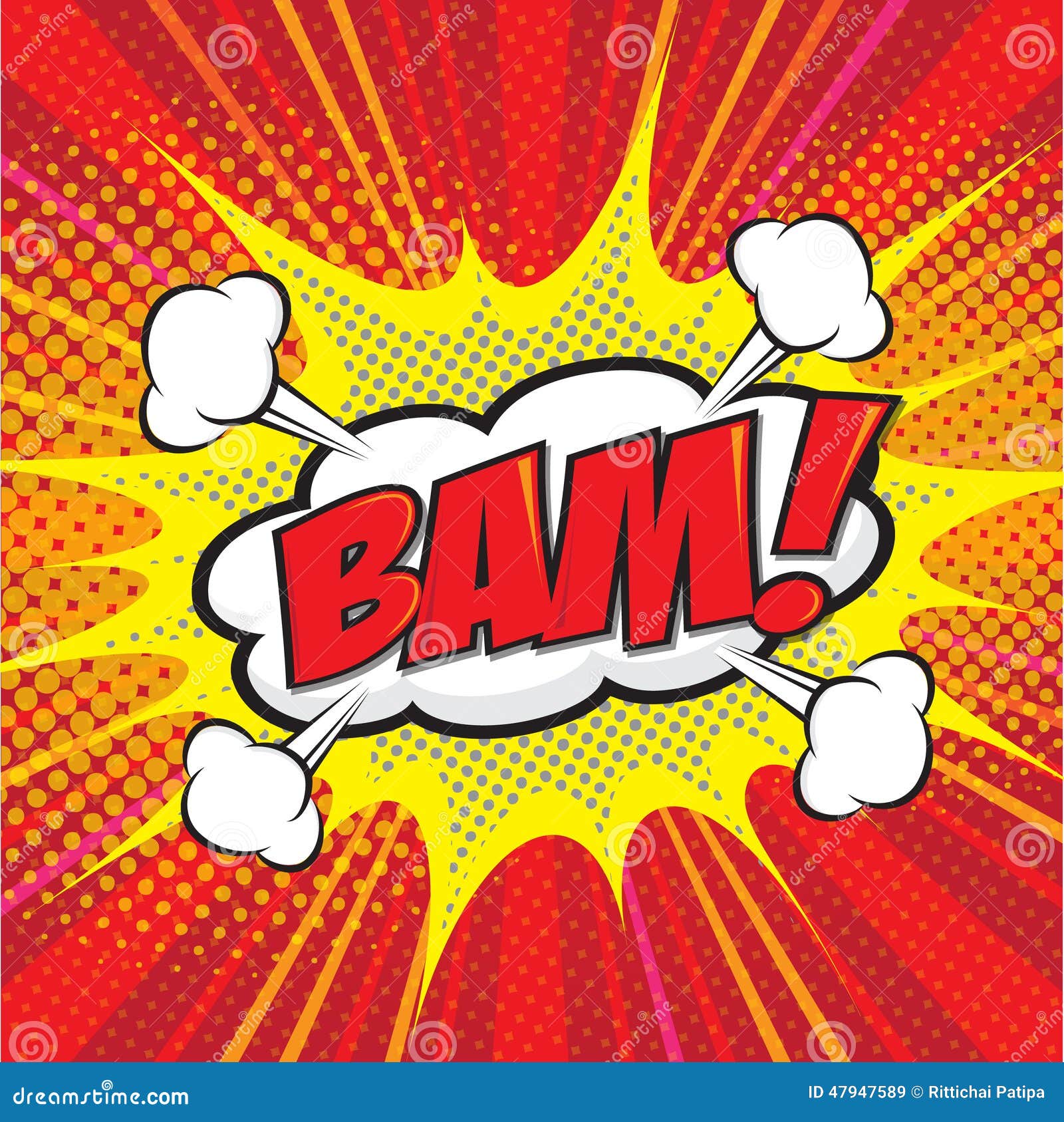 BAM! palavra cômica ilustração do vetor. Ilustração de fundo - 47947589