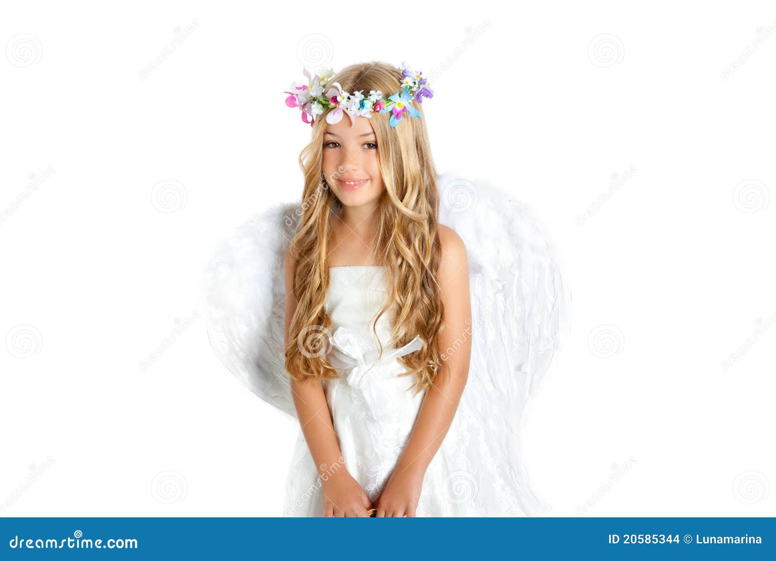 Bambina Di Angelo Con Le Ali E La Parte Superiore Fotografia Stock ...