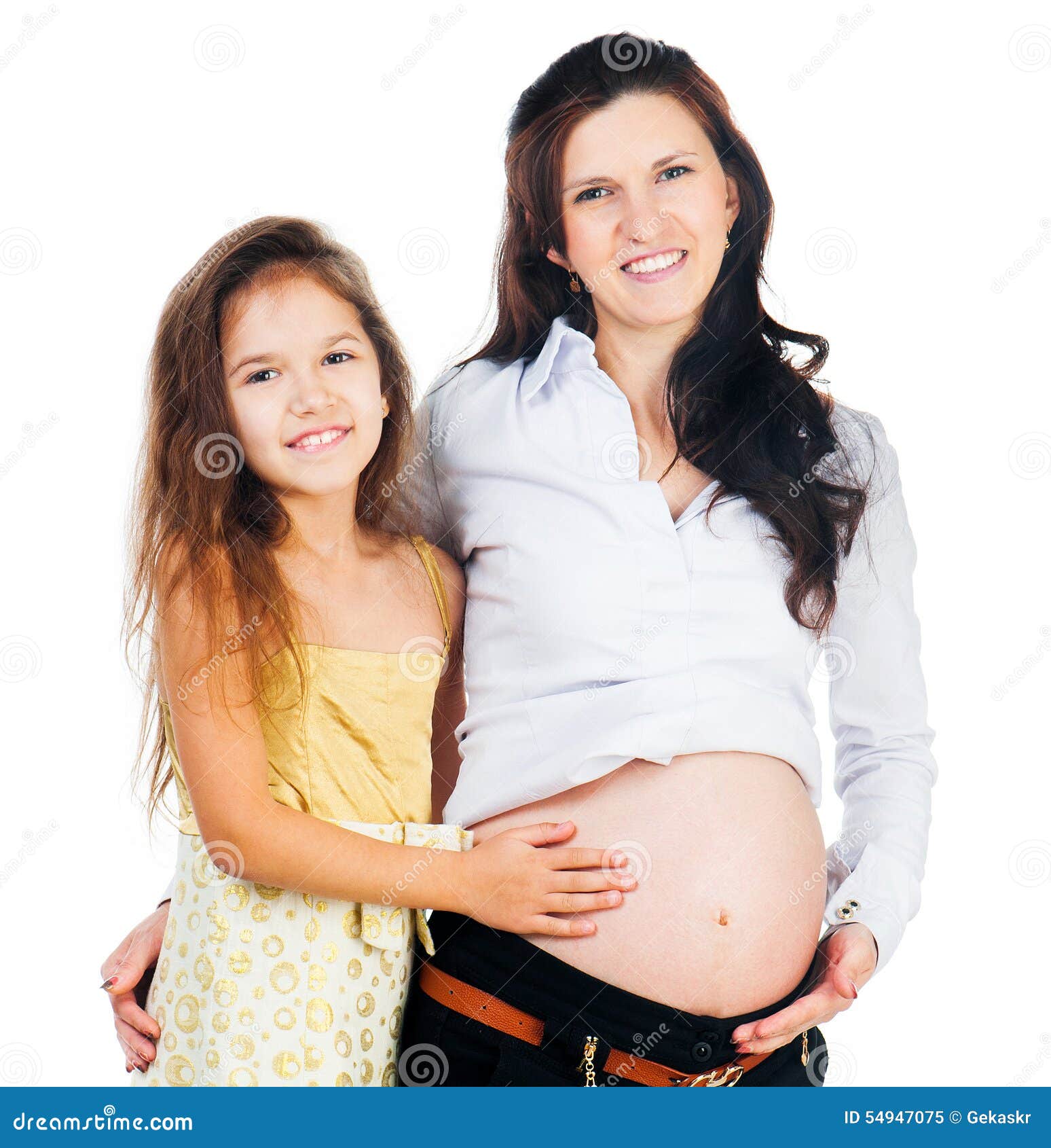 Bambina E La Sua Madre Incinta Immagine Stock - Immagine di carino ...