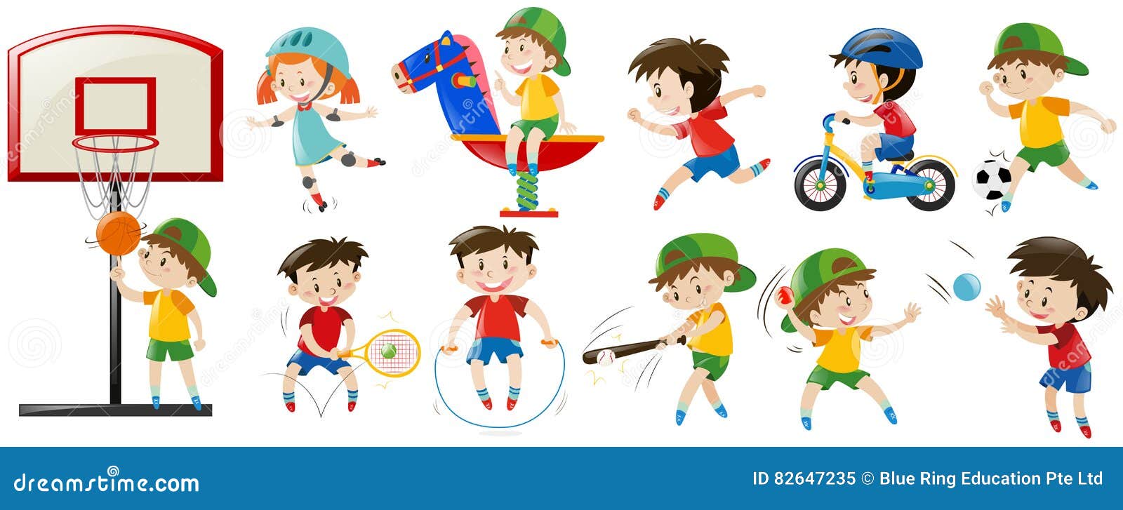Bambini Che Giocano Gli Sport E Gioco Differenti Illustrazione di Stock ...