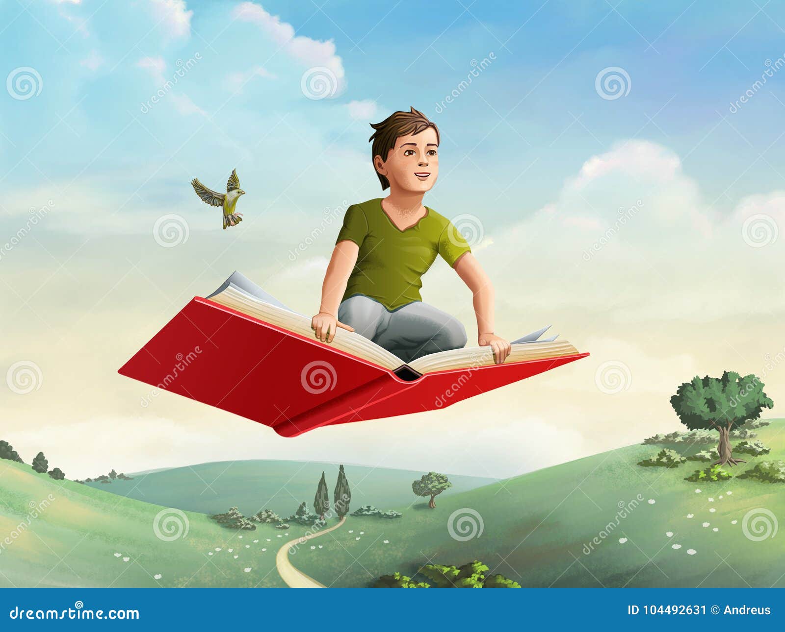 Bambini Che Volano Su Un Libro Illustrazione di Stock - Illustrazione ...