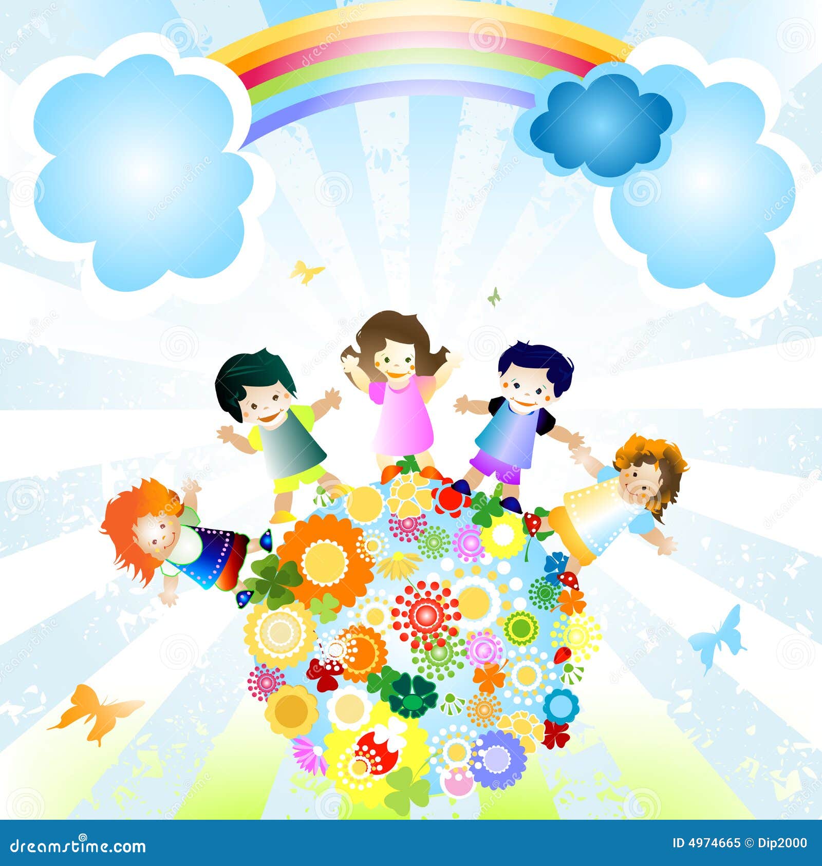 Bambini felici illustrazione vettoriale. Illustrazione di amici - 4974665