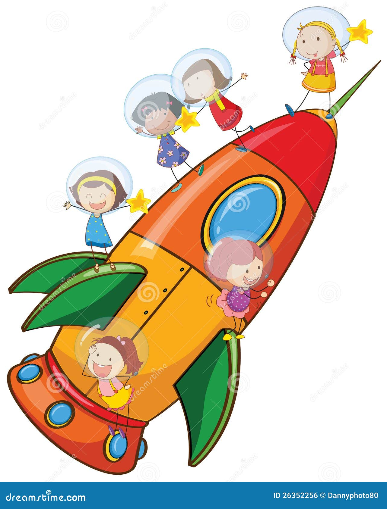 Bambini sul razzo illustrazione vettoriale. Illustrazione di ragazzo ...