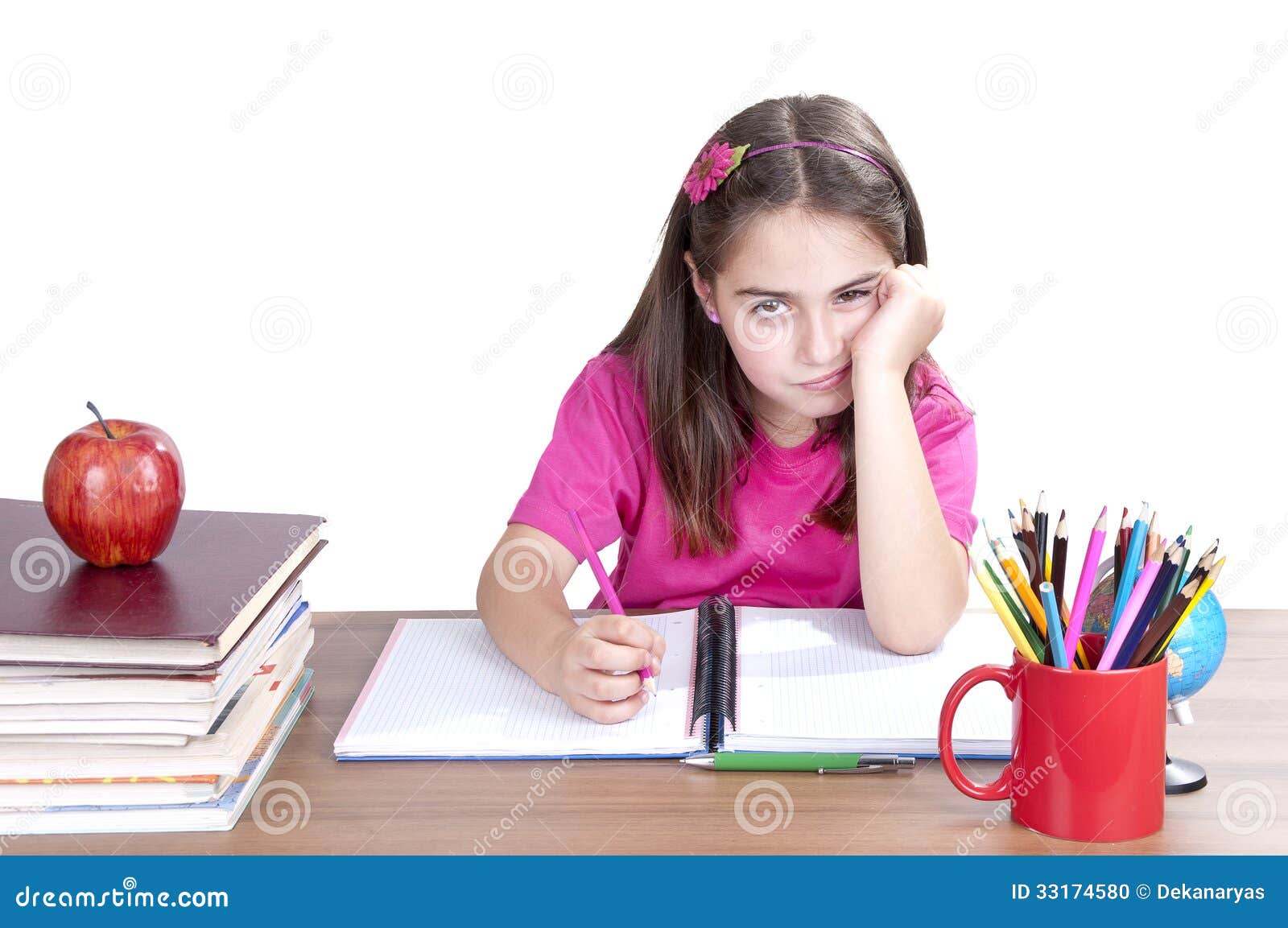 Bambino Annoiato Alla Scuola Fotografia Stock - Immagine di matita ...