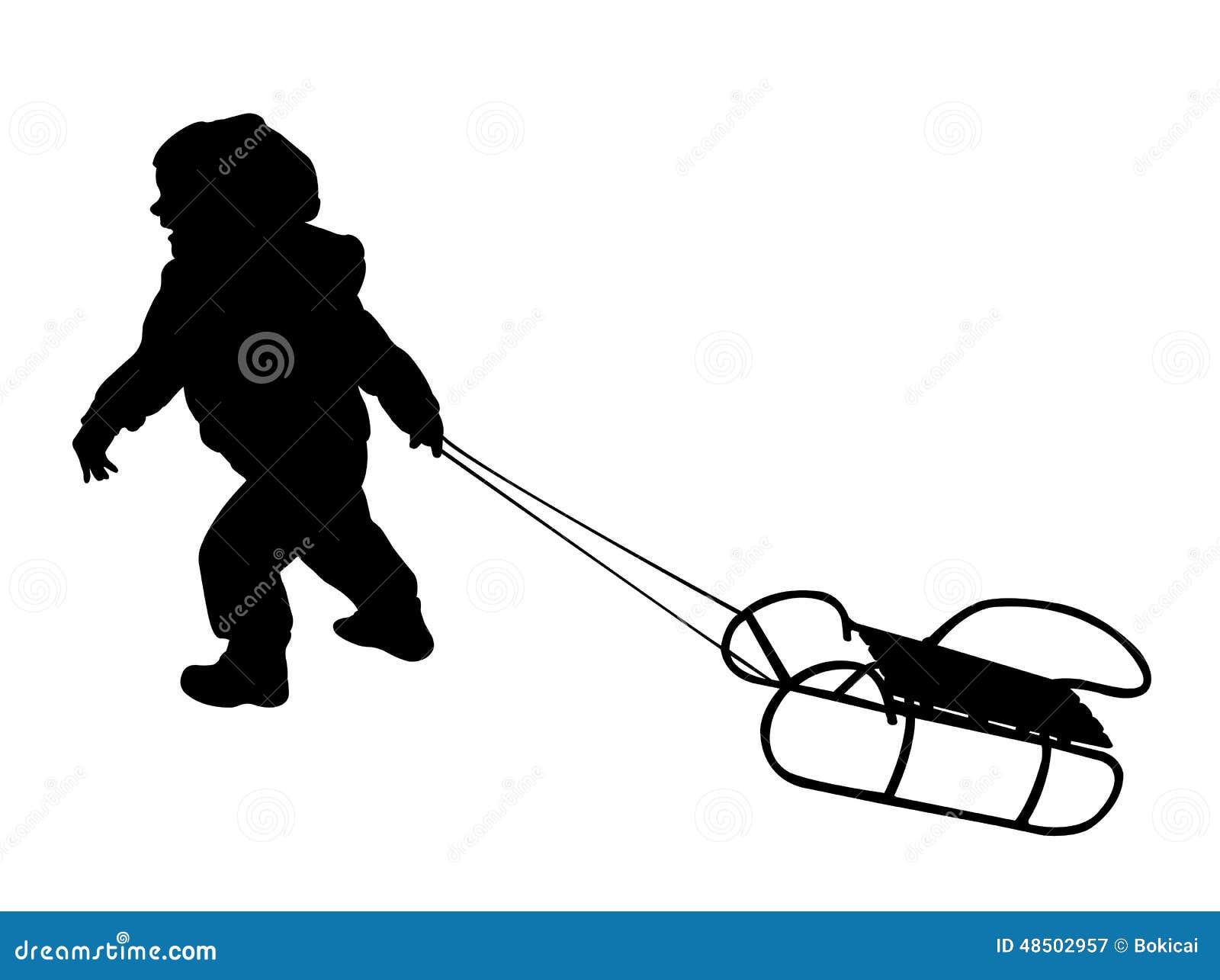 Bambino che tira slitta illustrazione vettoriale. Illustrazione di ...