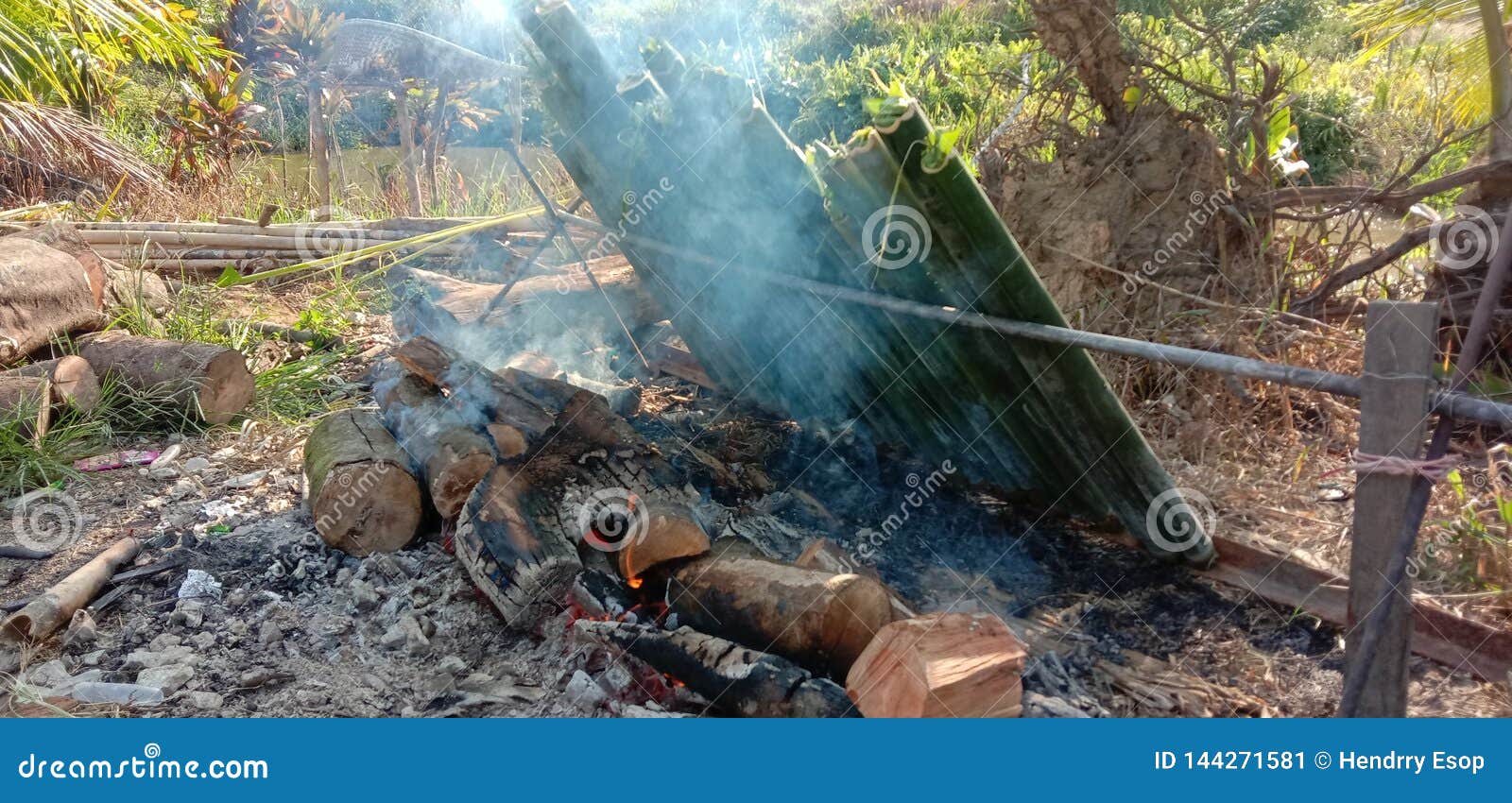 Bamboo stock image. Image of wood, bamboo, smoke, fire - 144271581