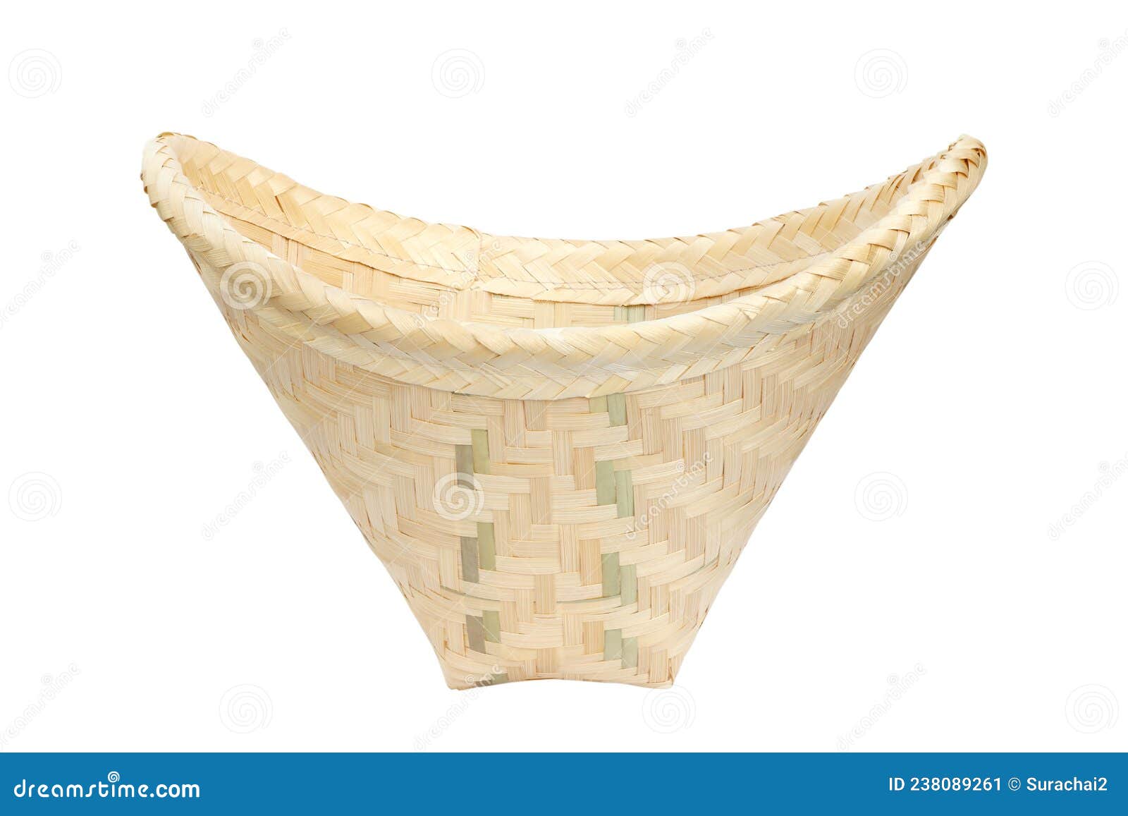 Bamboo Basket Cone Shape Isolated on White Background Stock Image ...