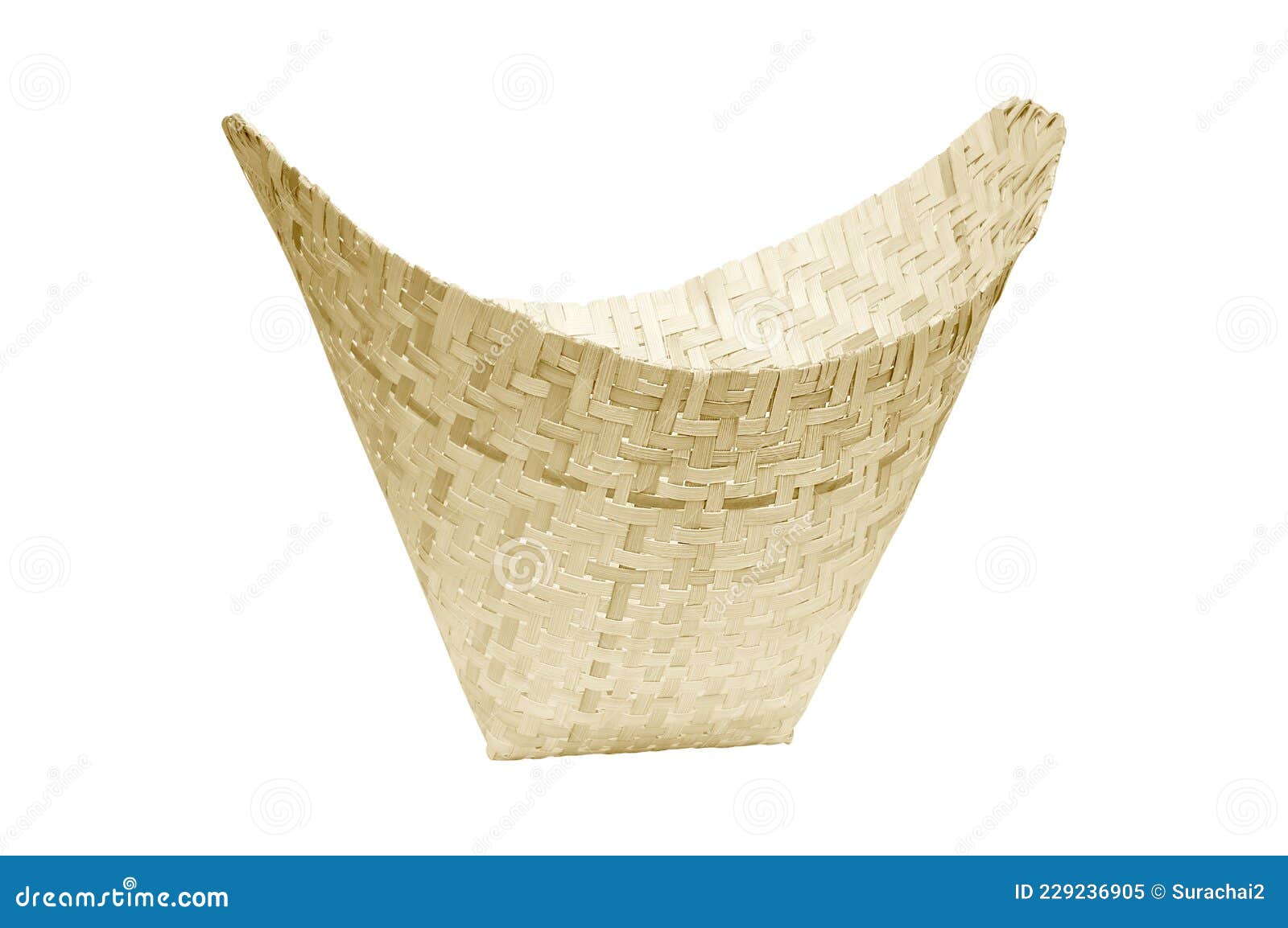 Bamboo Basket Cone Shape on White Background Stock Image - Image of ...