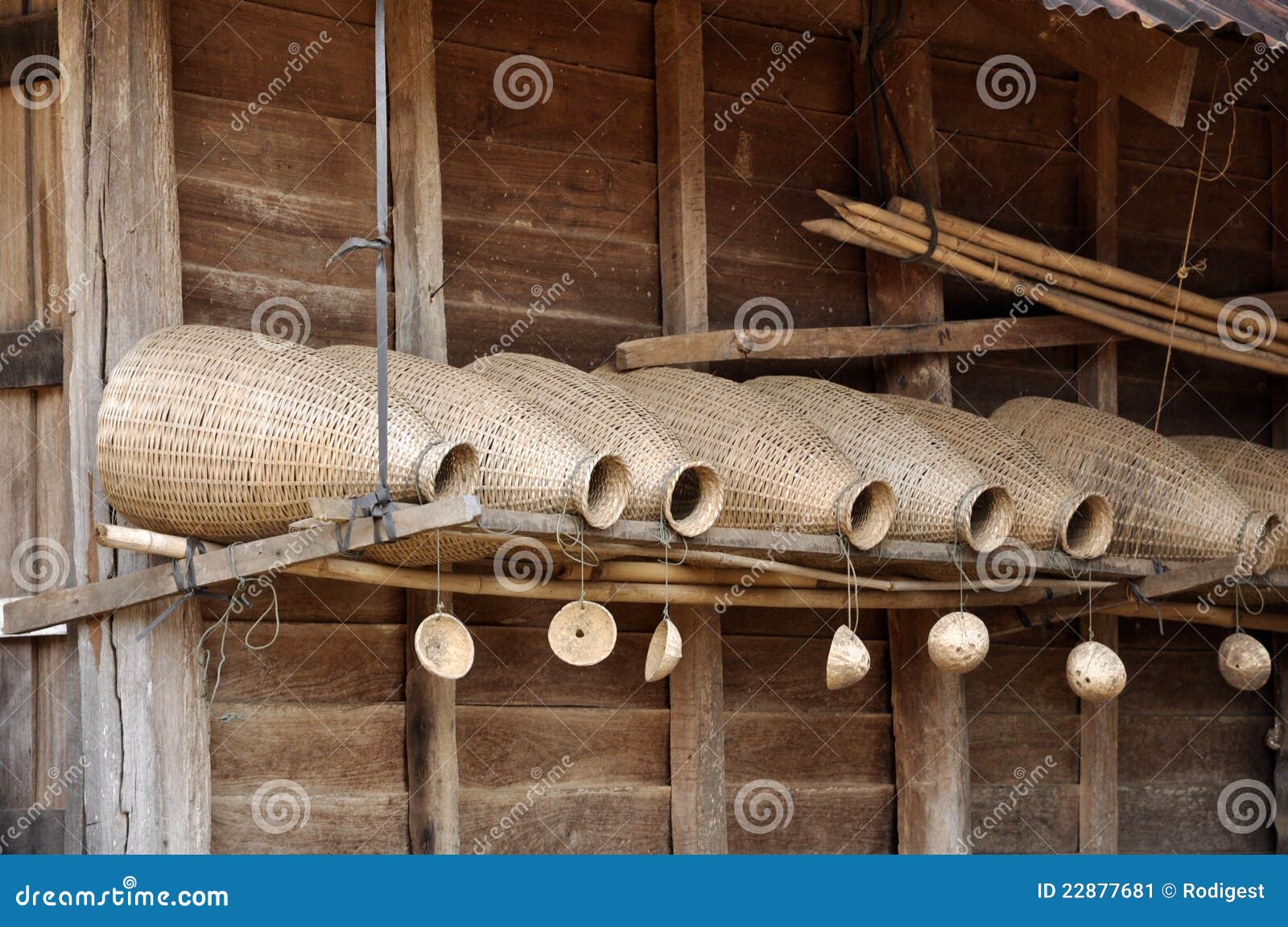 Bamboo Basket Container Handmade Set Creel Stock Image - Image of ...