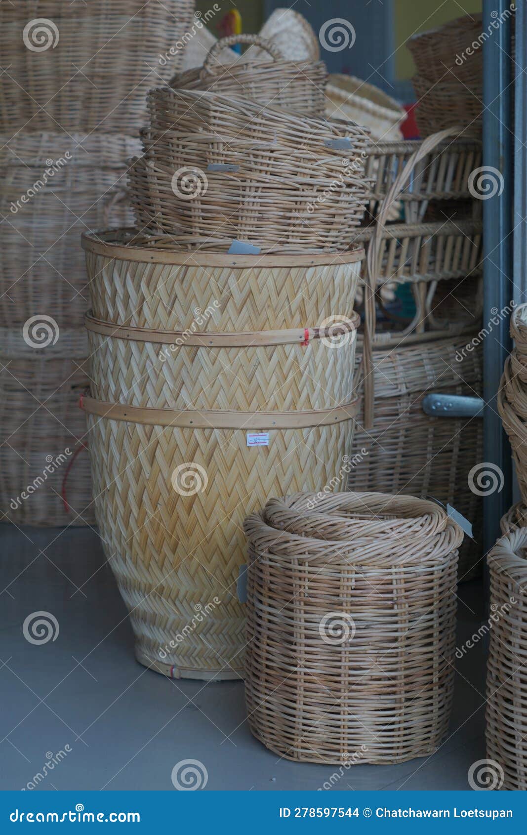 Bamboo Basket for Cooking Sticky Rice. Stock Photo - Image of basket ...