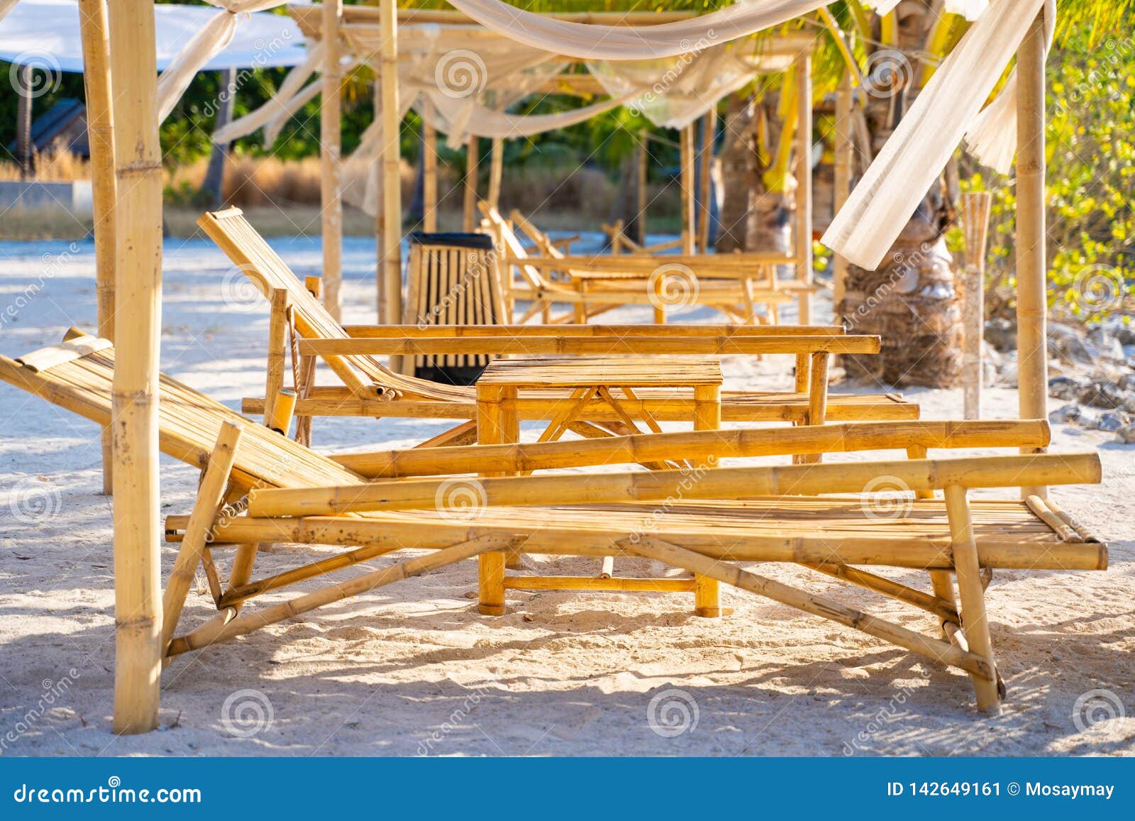 Bamboo Beach Chair on the Island Stock Image - Image of coast, bamboo ...