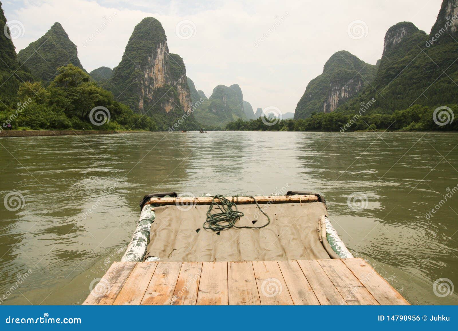 Bamboo boat on li river stock photo. Image of transportation - 14790956