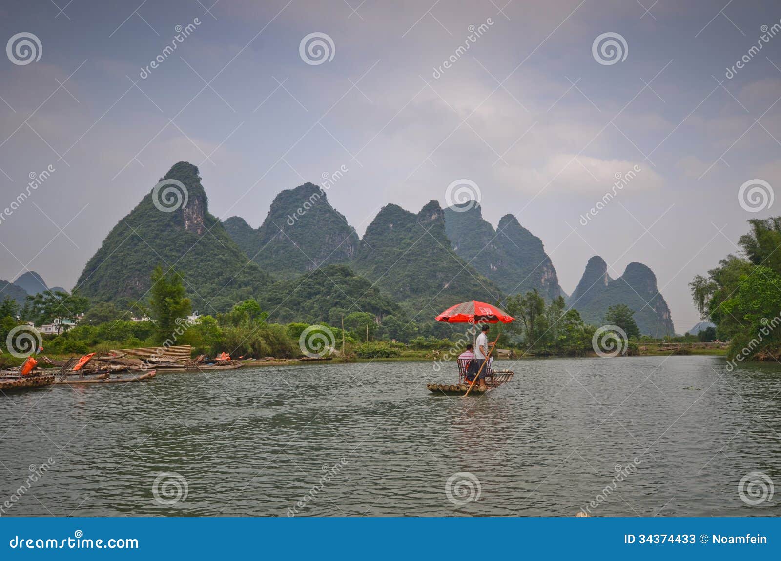 Bamboo Boats on the Li River, China Editorial Stock Photo - Image of ...