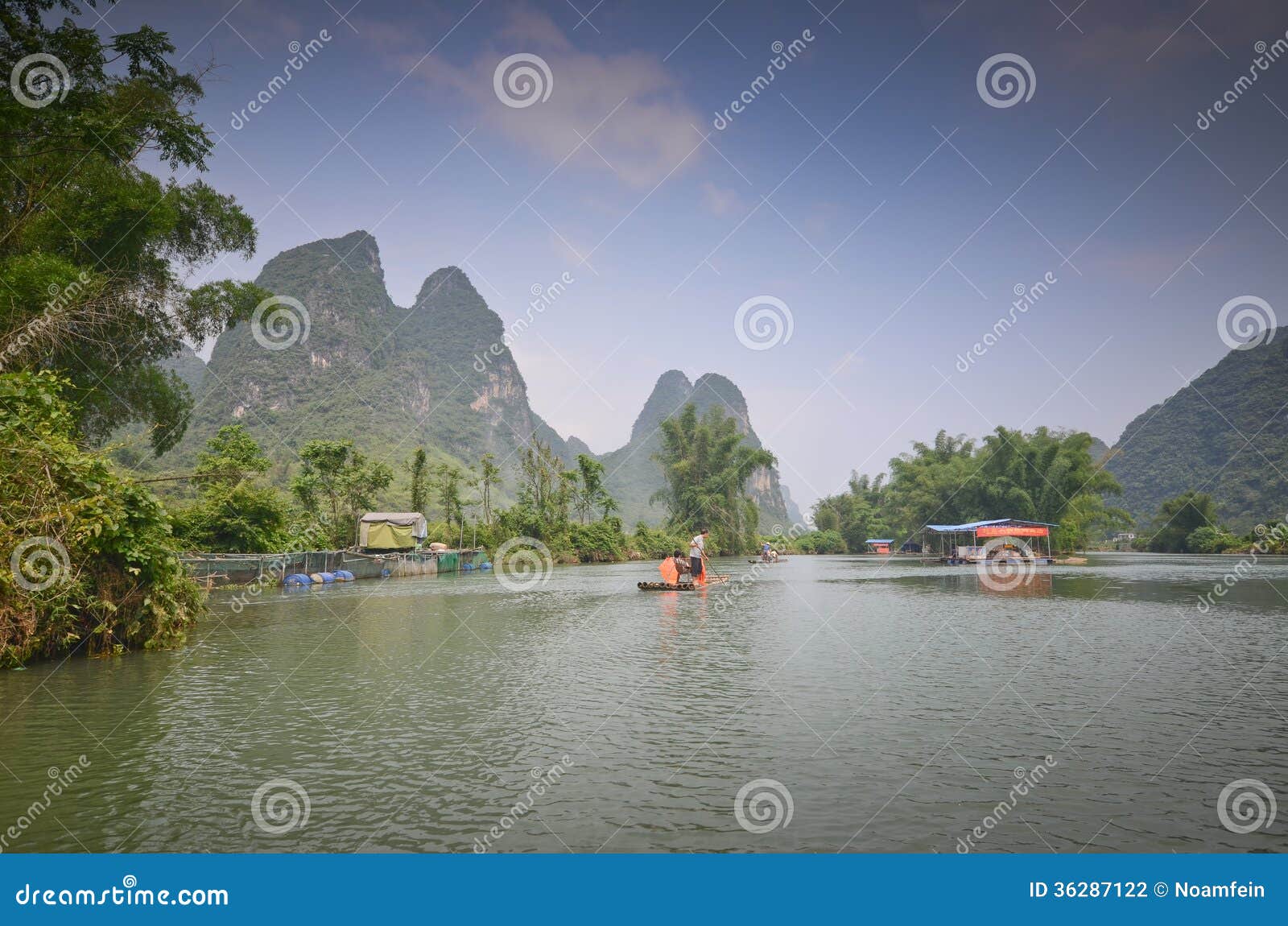 Bamboo Boats on the Li River, China Editorial Photography - Image of ...