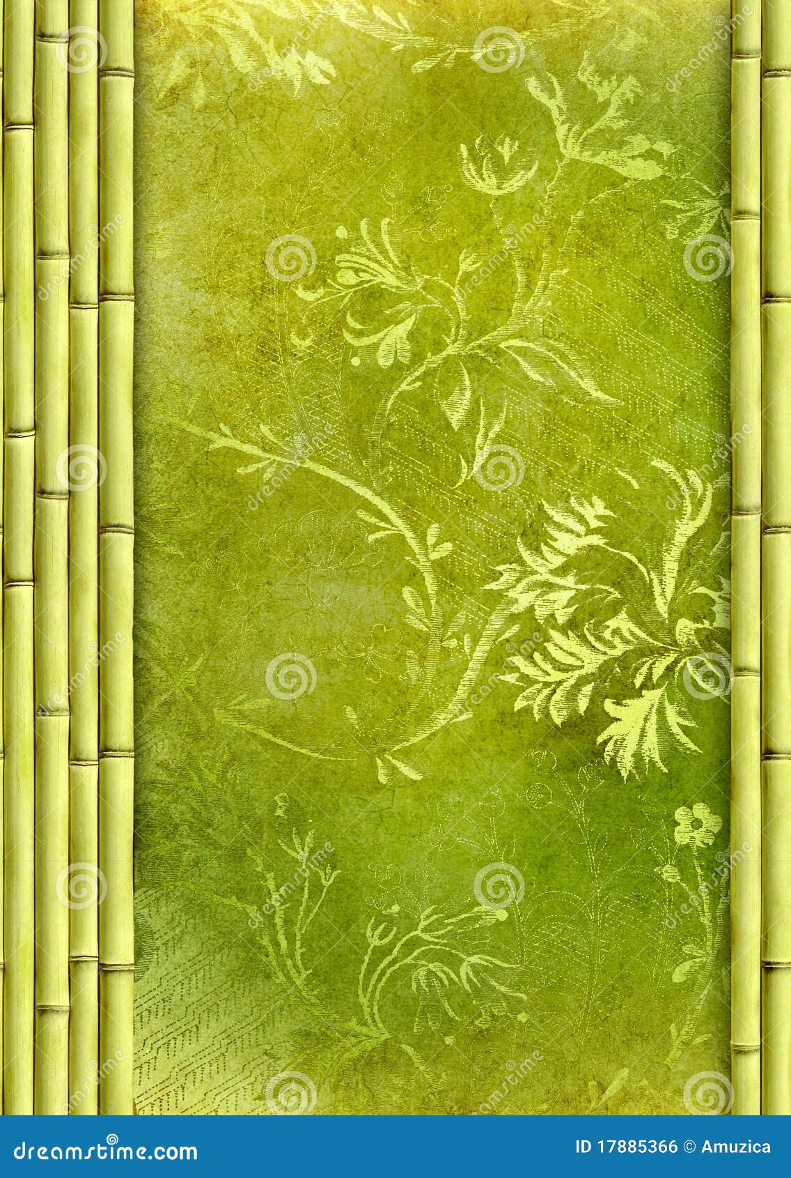 Bamboo Border and Floral Background Stock Illustration - Illustration ...