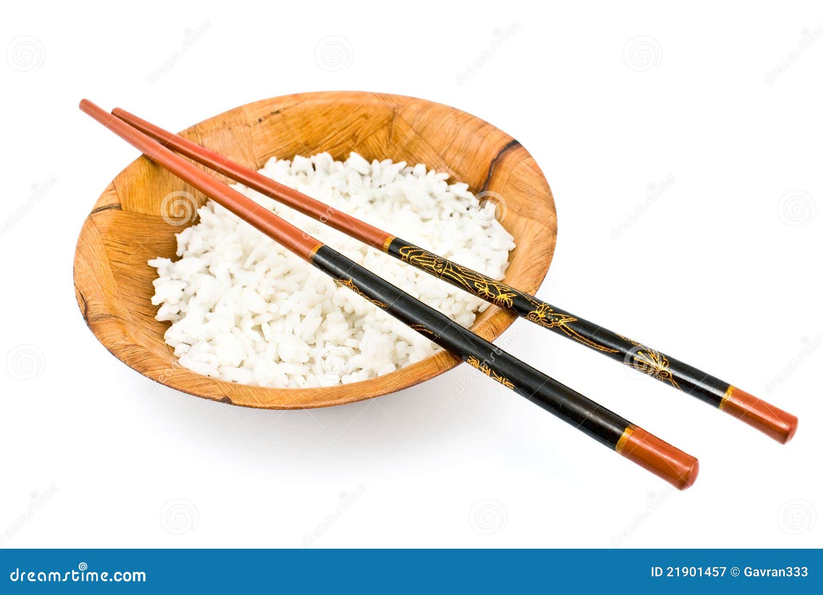 Bamboo Bowl with Rice and Chopsticks Stock Image - Image of dish, meal ...