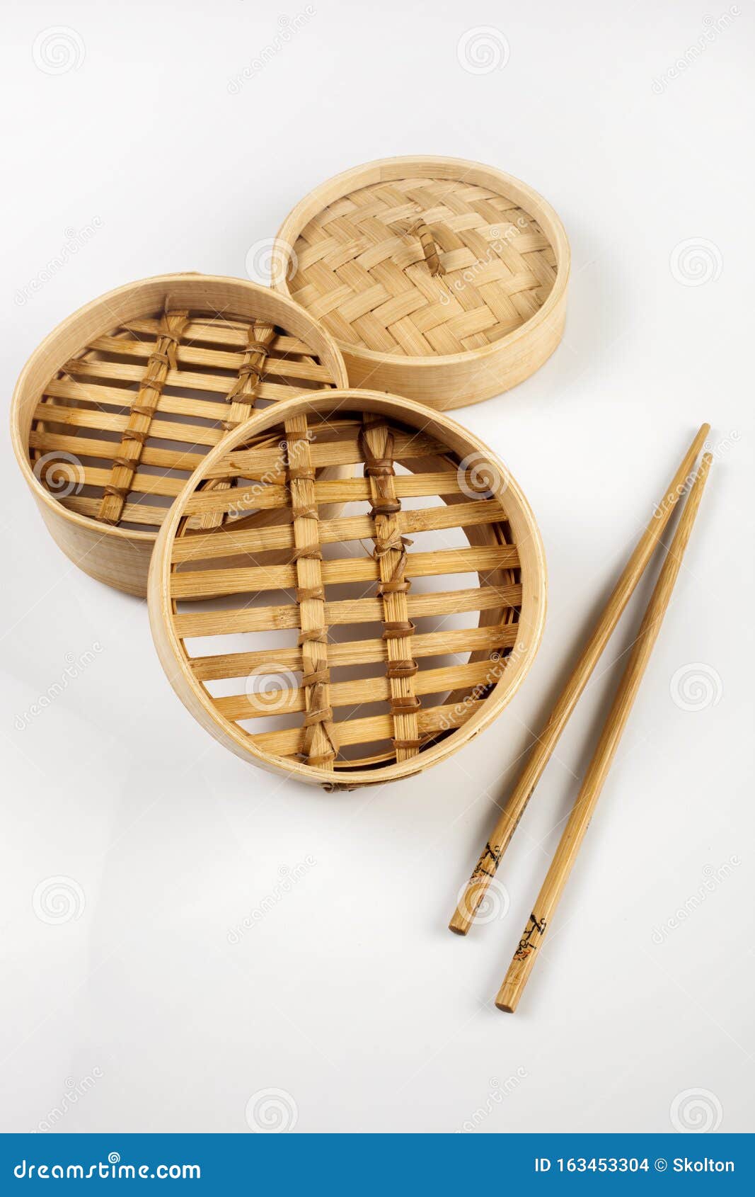 Bamboo Box Dim Sum and Bamboo Sticks Isolated on White Stock Photo ...