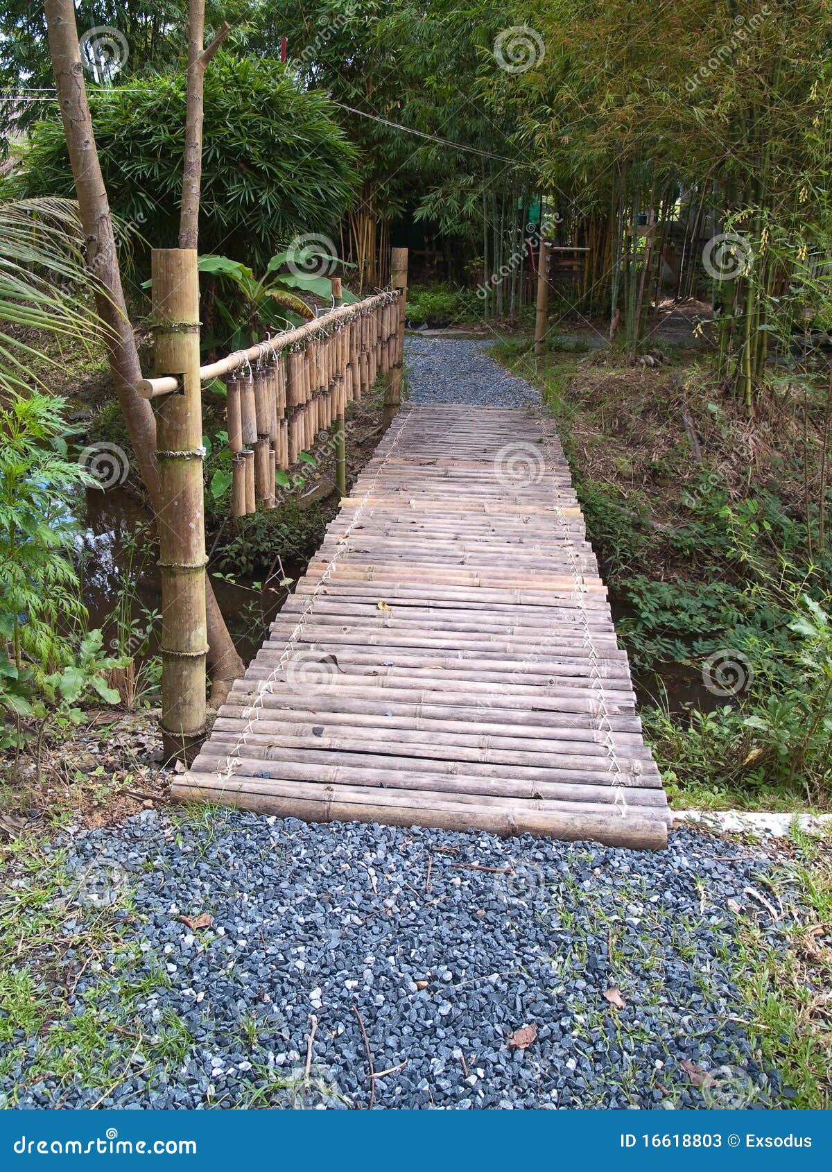 Bamboo bridge stock image. Image of garden, aged, decorative - 16618803