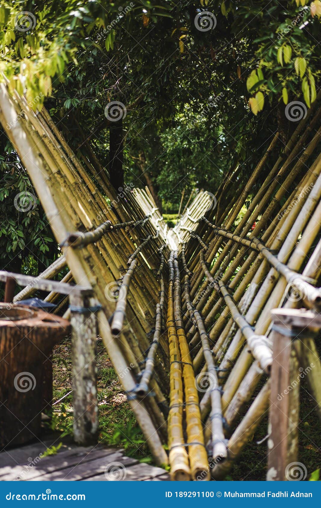 Bamboo Bridge Across a River Stock Photo - Image of high, bridge: 189291100