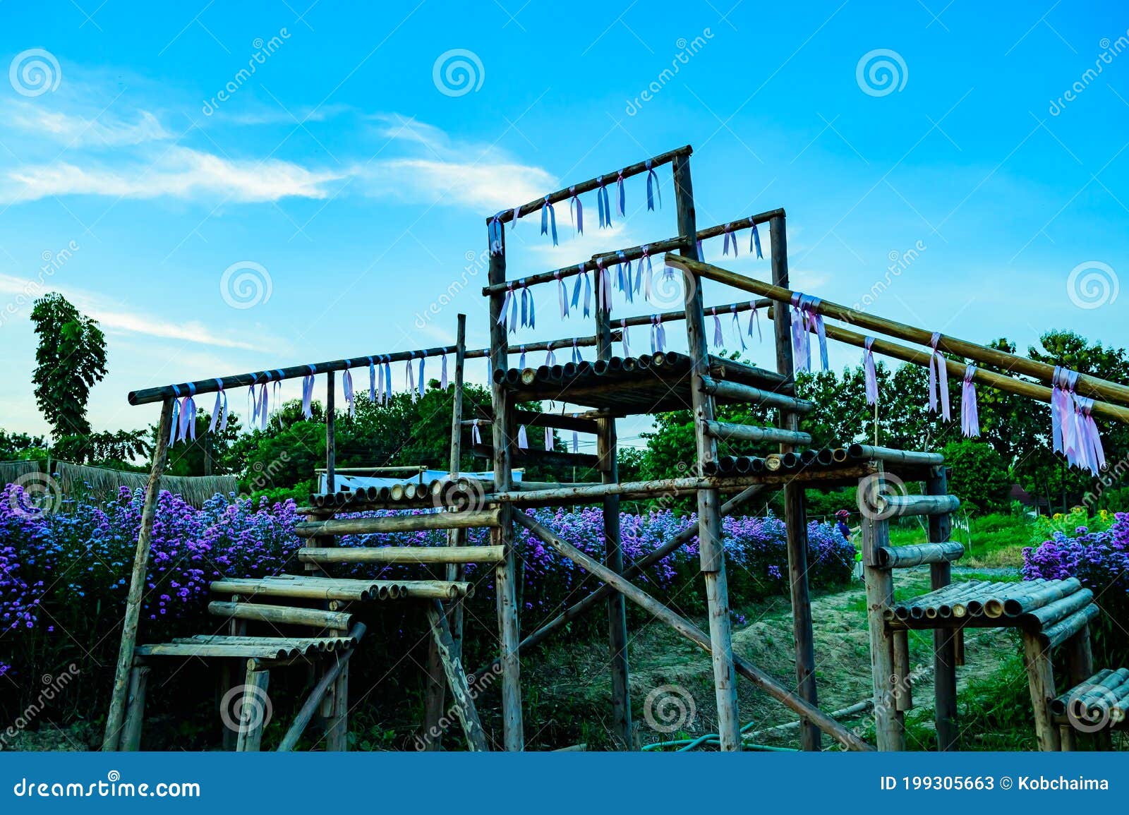 Bamboo Bridge in the Garden Stock Image - Image of natural, asia: 199305663