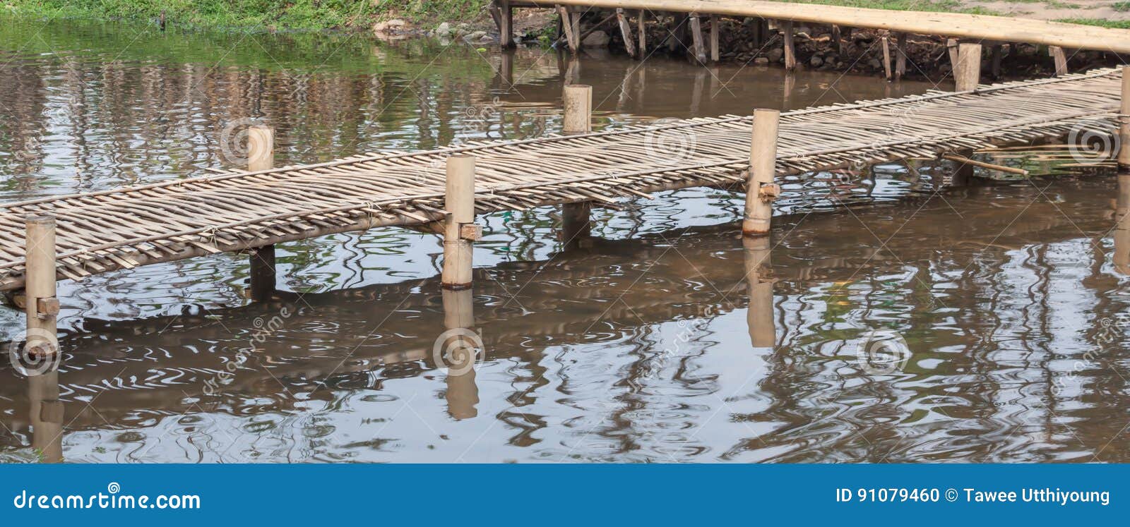 Bamboo bridge stock photo. Image of landscape, cross - 91079460