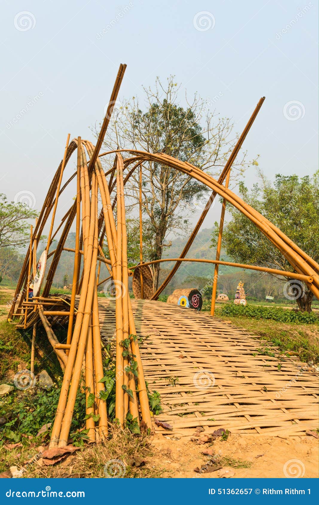 Bamboo bridge stock image. Image of crossing, green, river - 51362657