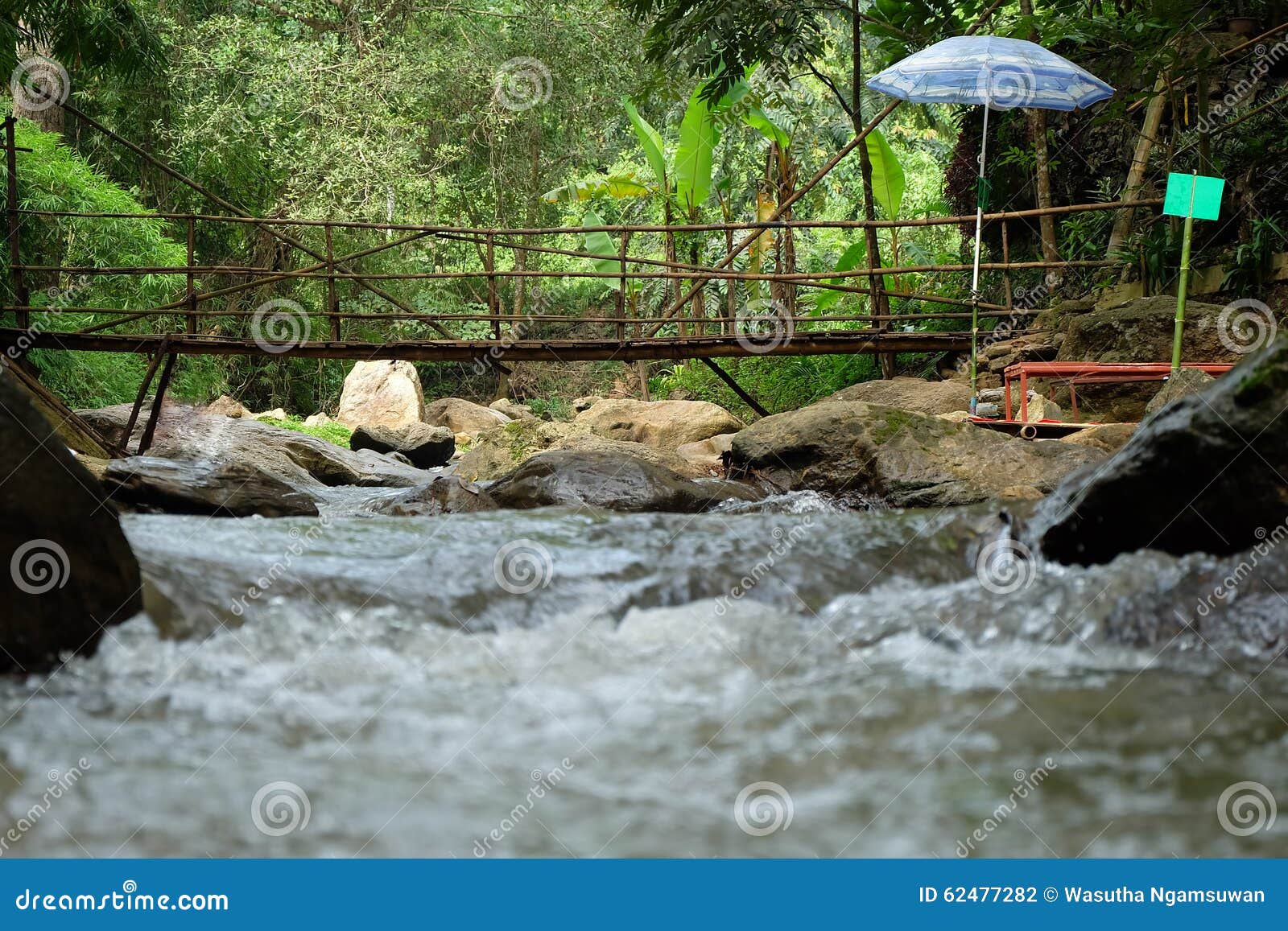 Bamboo Build Watercourse Bridge Stock Photo - Image of gutter, ditch ...
