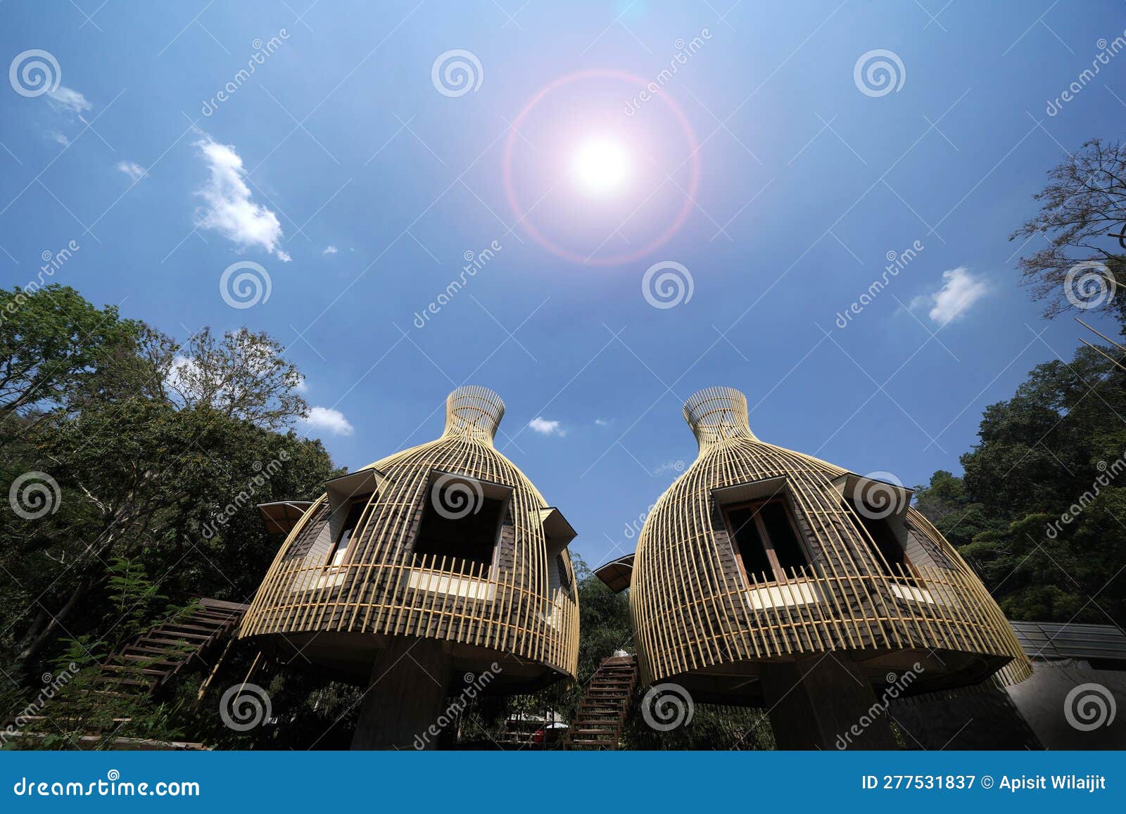 Bamboo Building Architecture Resort Style in Nature Background. Stock ...